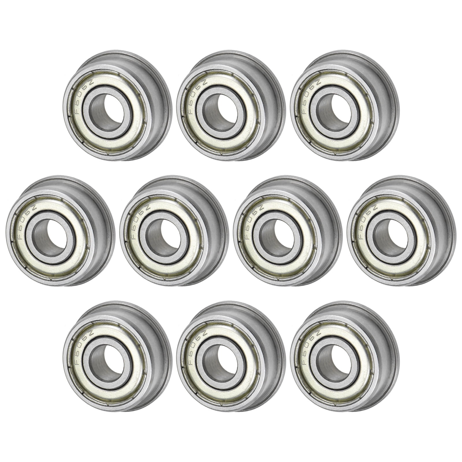 Uxcell 10-Pack F606ZZ Flanged Ball Bearing, 6x17x6mm Metal Sealed ...
