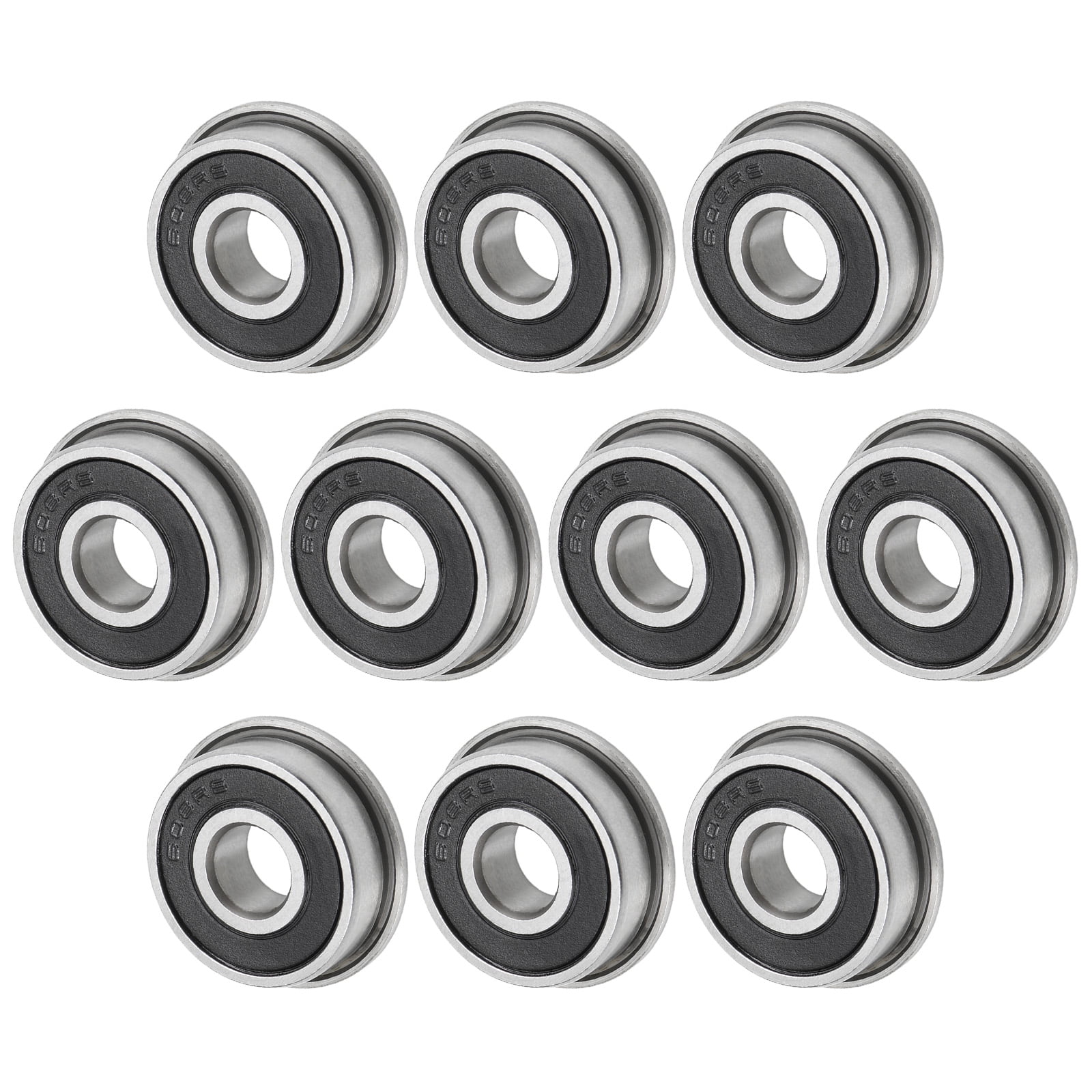 Uxcell 10-Pack F608-2RS Flanged Ball Bearing, 8x22x7mm Rubber Sealed ...