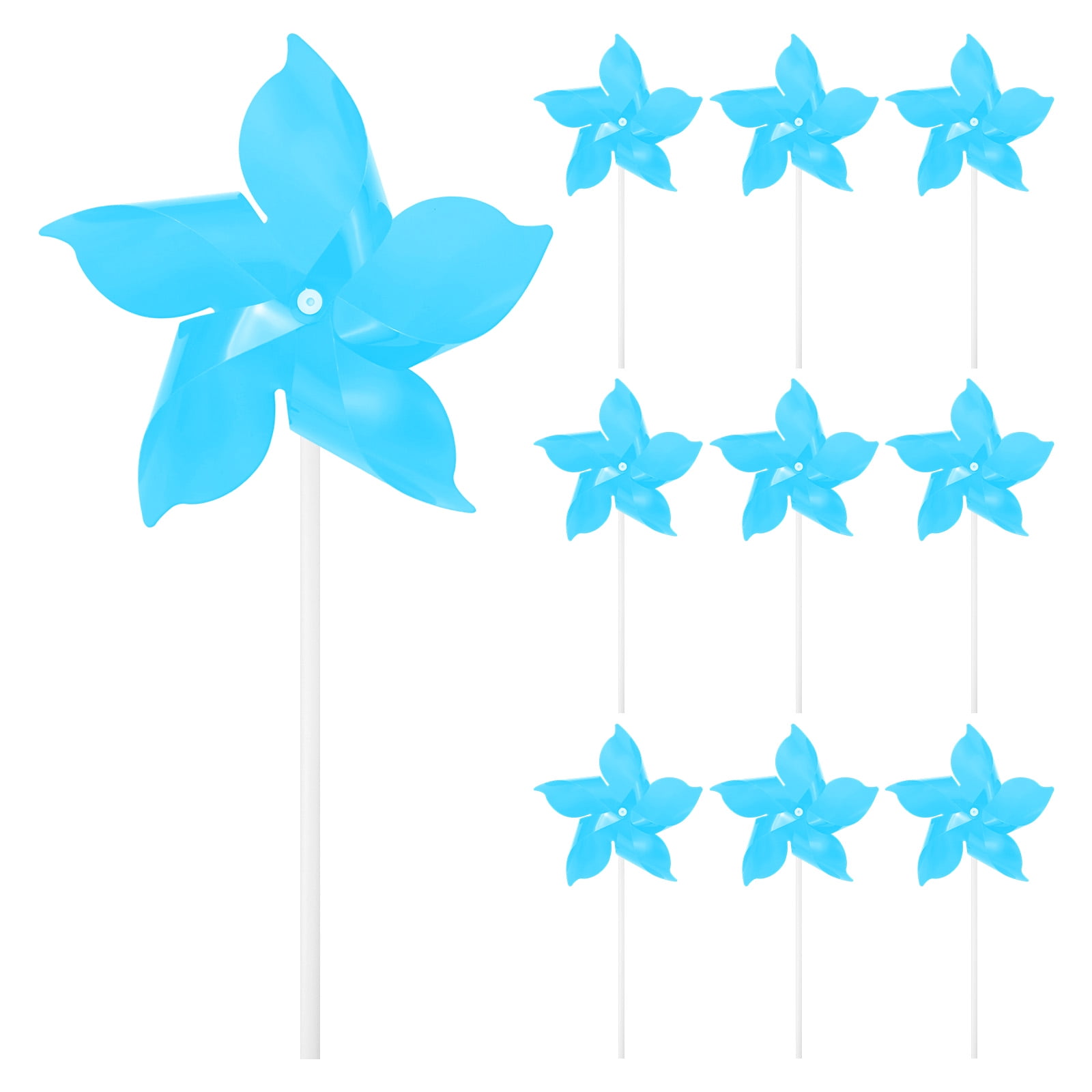 Uxcell 10-Pack Five Blades Rainbow Pinwheels, 9.4 Inch Plastic Wind ...