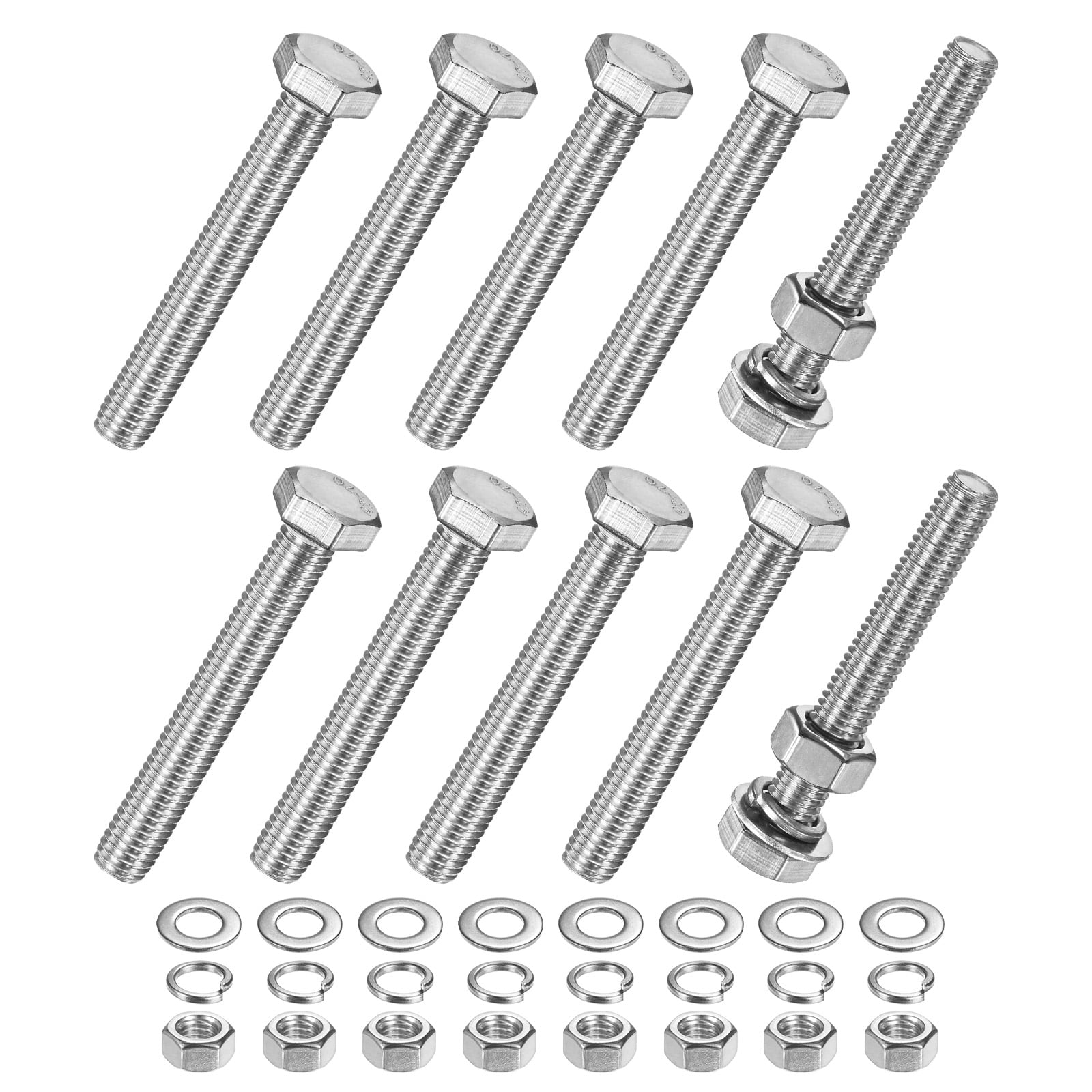 Uxcell 10-Pack Hex Head Screw Bolt with Nuts Flat & Lock Washers ...