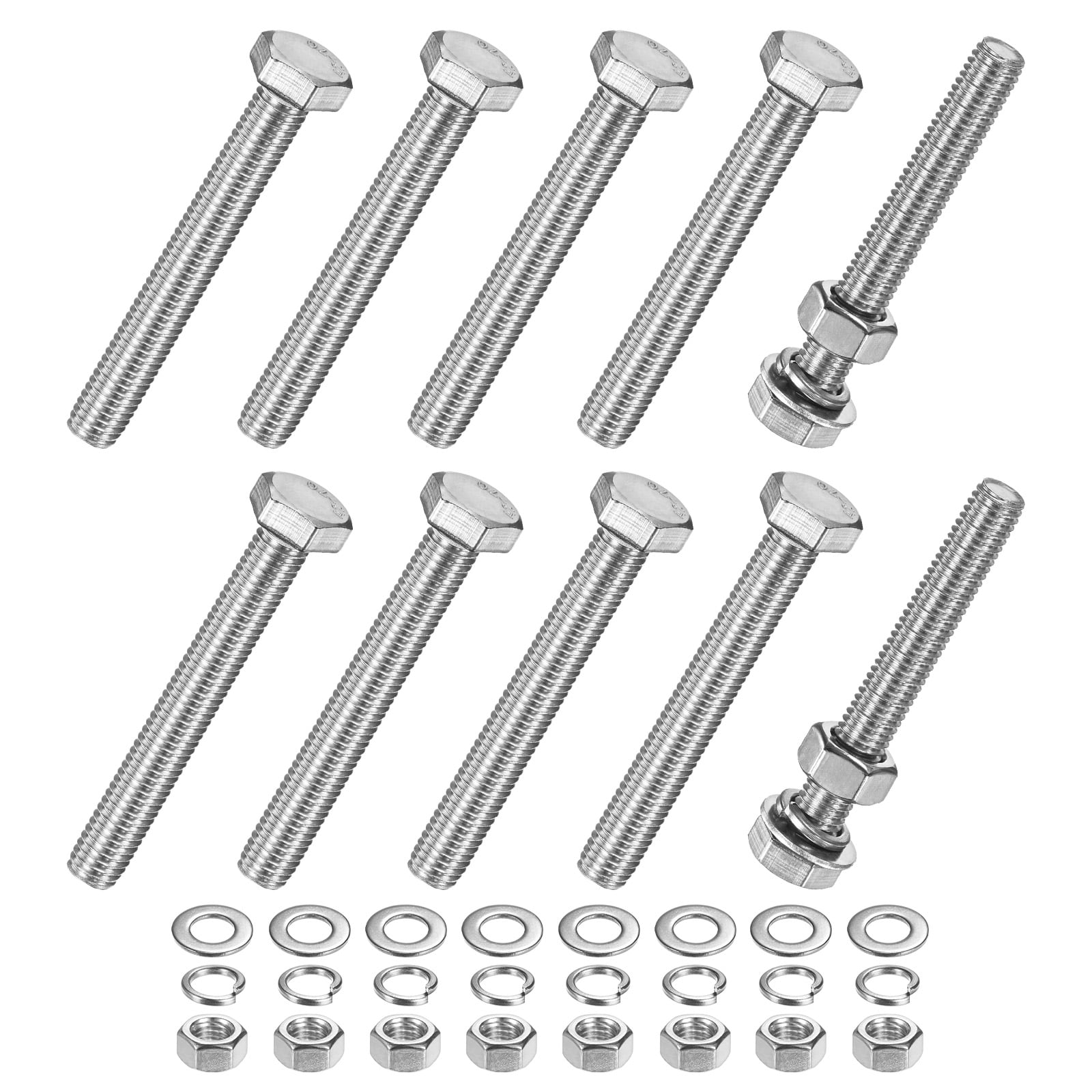 Uxcell 10-Pack Hex Head Screw Bolt with Nuts Flat & Lock Washers ...