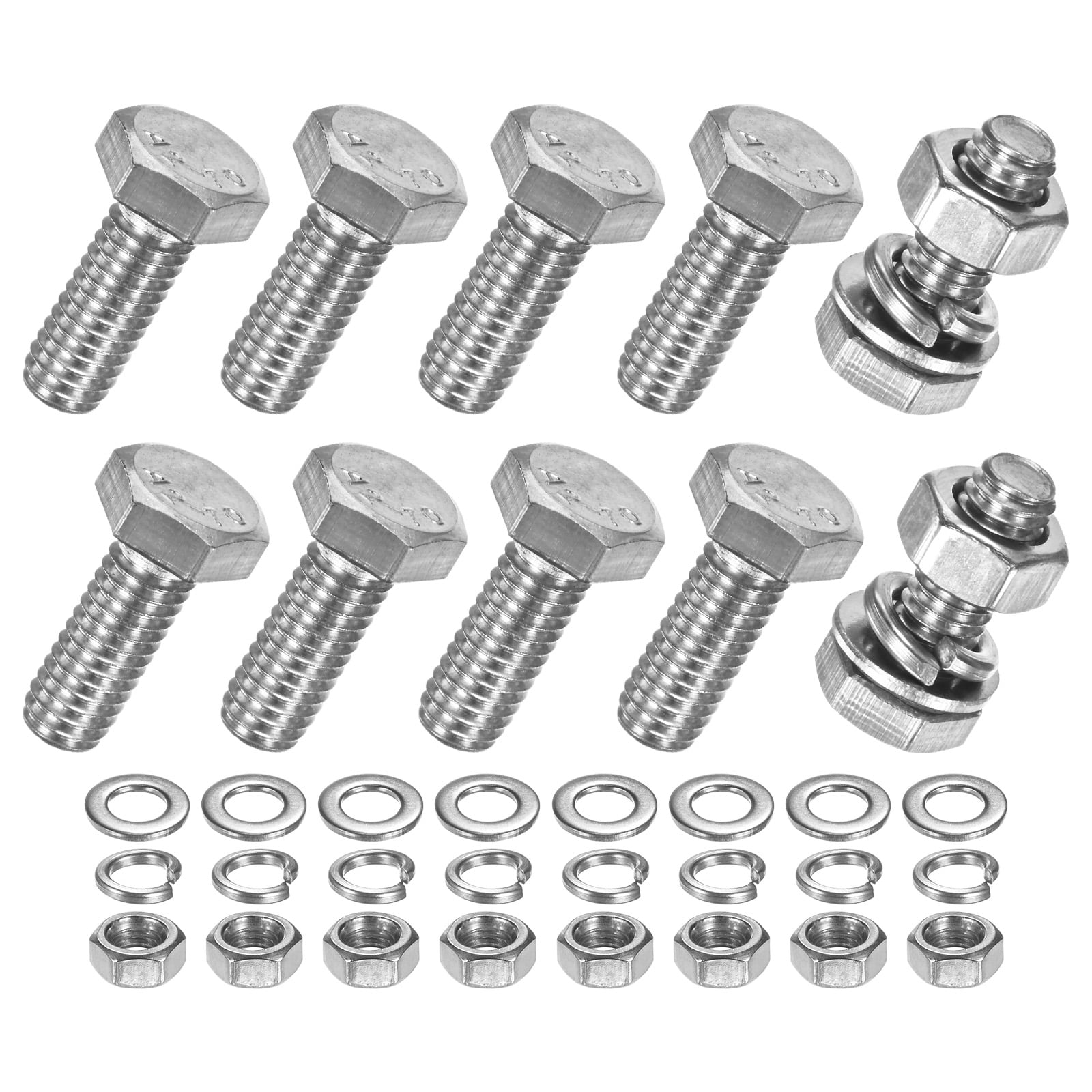 Uxcell 10-Pack Hex Head Screw Bolt with Nuts Flat & Lock Washers ...