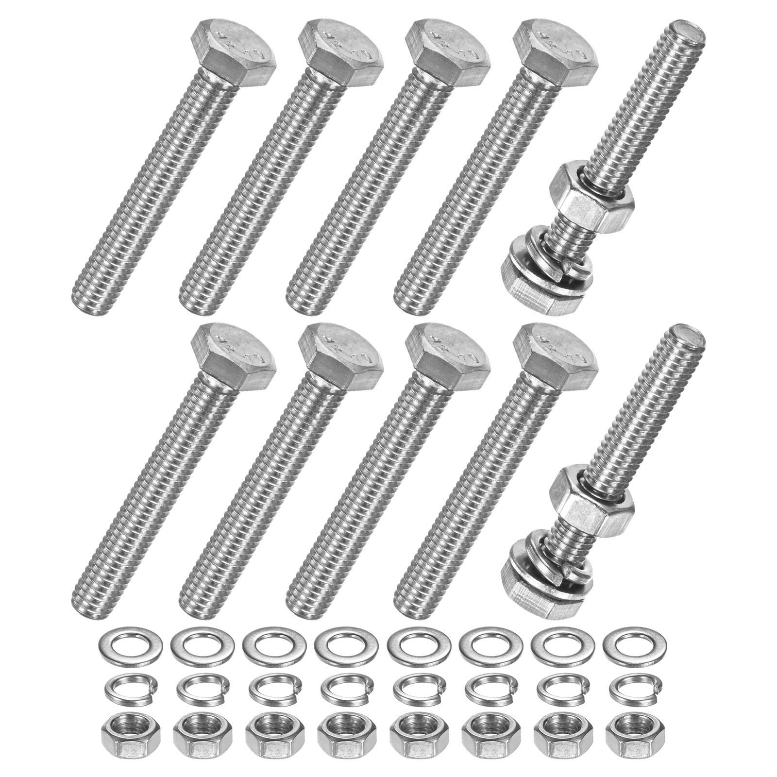 Uxcell 10-Pack Hex Head Screw Bolt with Nuts Flat & Lock Washers M6x40mm - Walmart.com