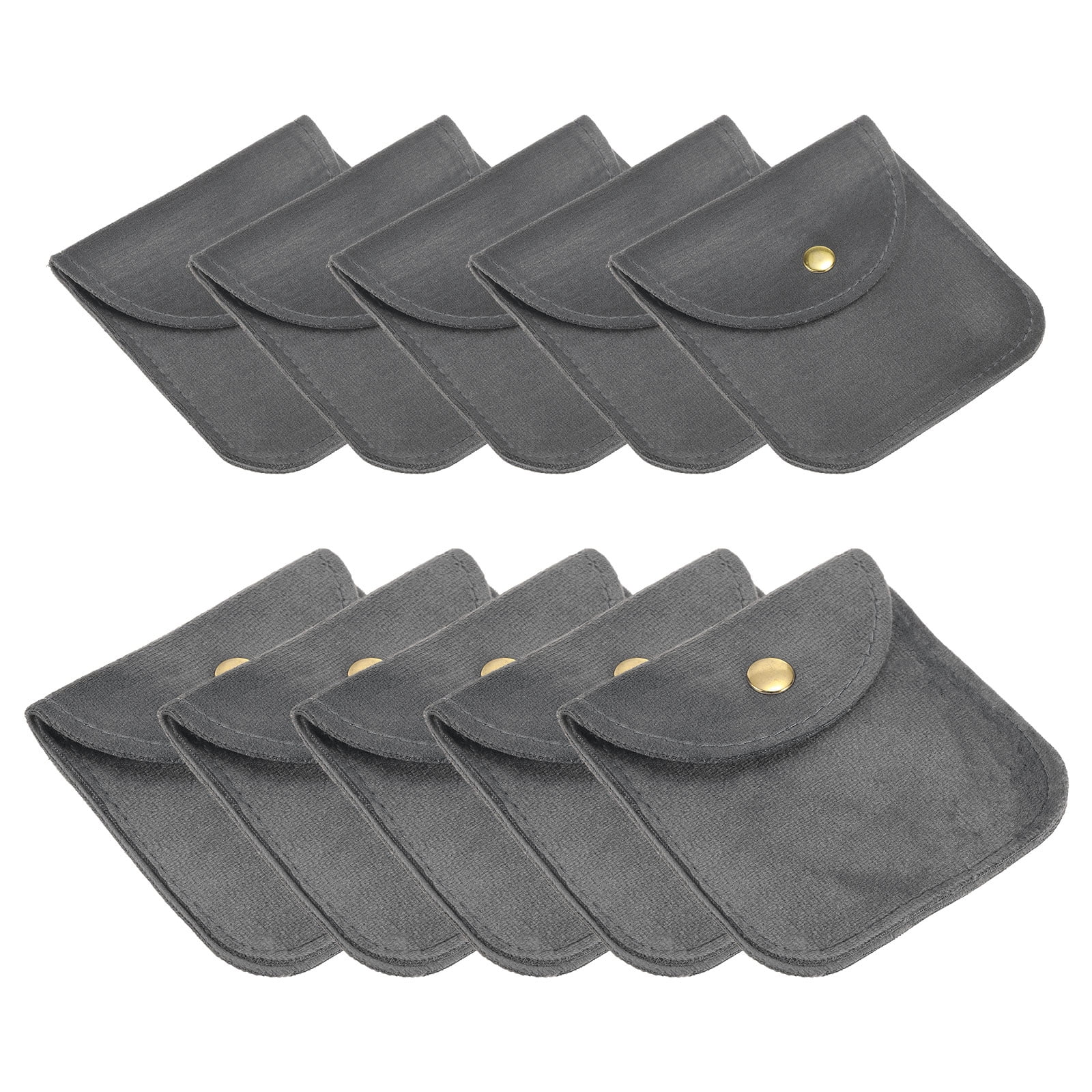Uxcell 10 Pack Jewelry Pouch, Soft Velvet Pouches with Snap Button ...