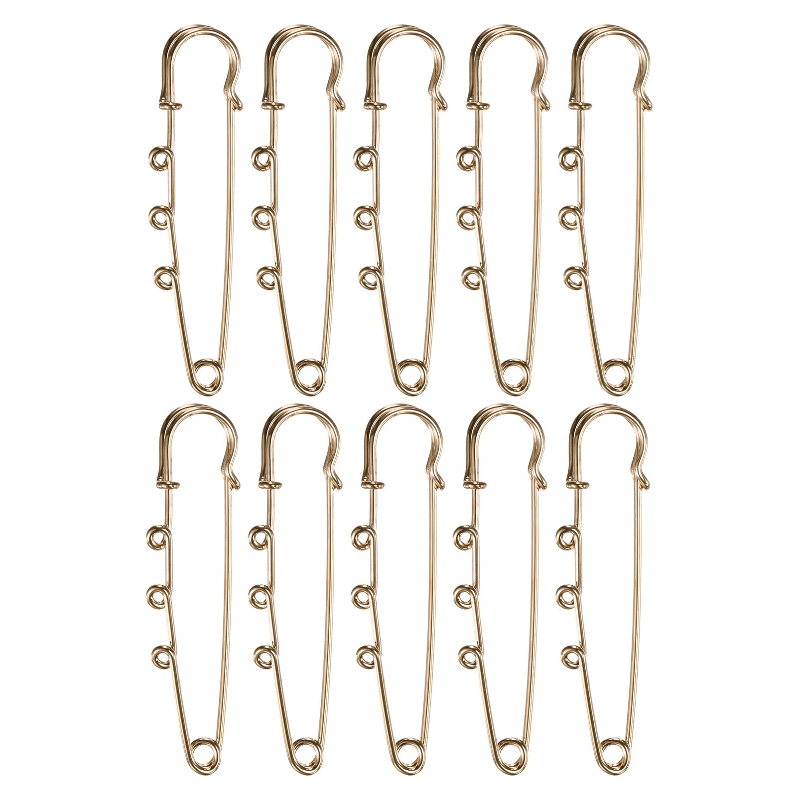 Uxcell 10 Pack Large Safety Pins, Brooch Pins with 3 Loops for DIY 2.56 ...