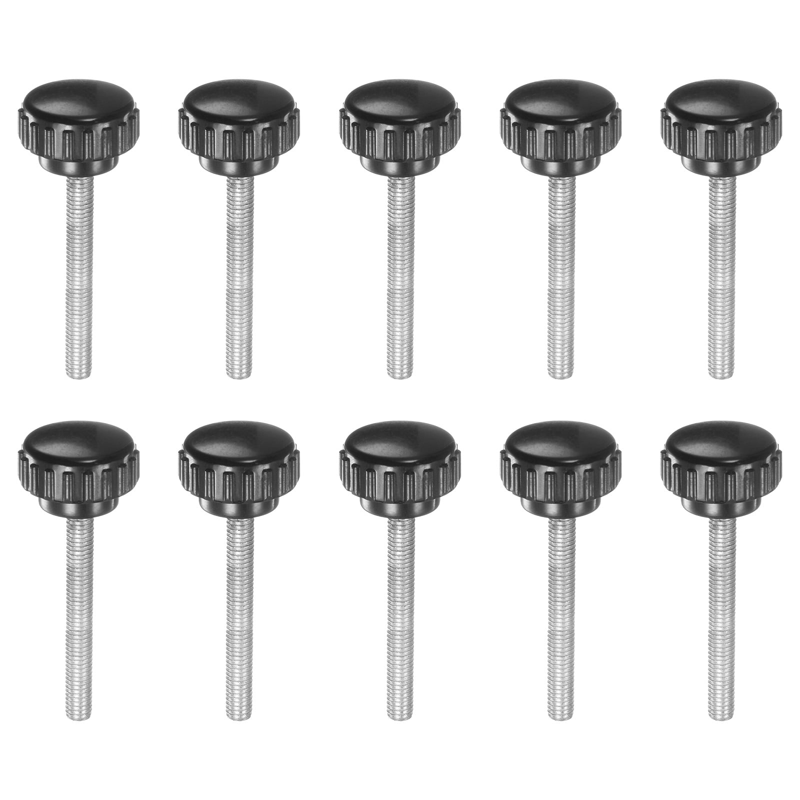 Uxcell 10 Pack M5 x 40mm Male Thread 20mm Knurled Grip Clamping Knobs Handle Thumb Screw Black ...
