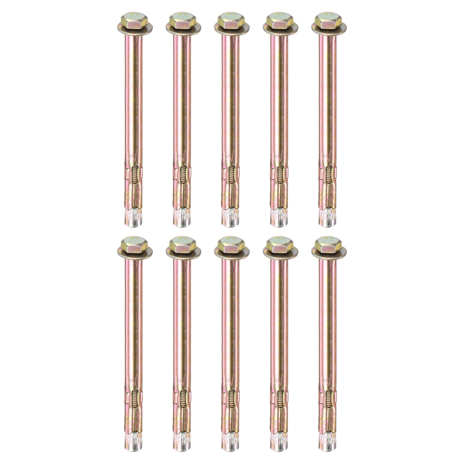 Uxcell 10-Pack M6 x 100mm Colored Galvanized Iron-Carbon Steel External ...
