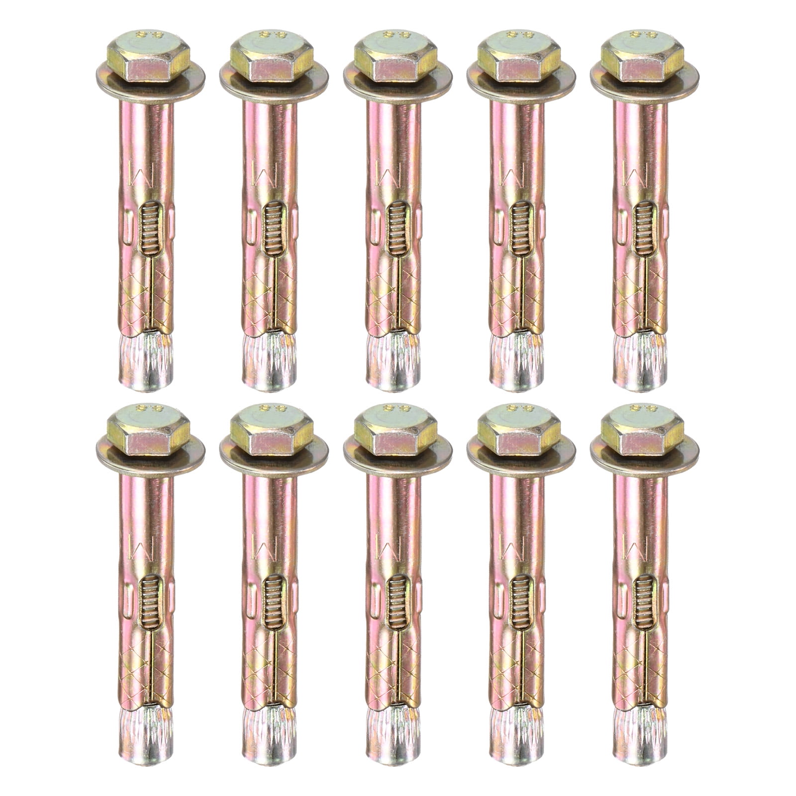 Uxcell 10-Pack M6 x 40mm Colored Galvanized Iron-Carbon Steel External ...