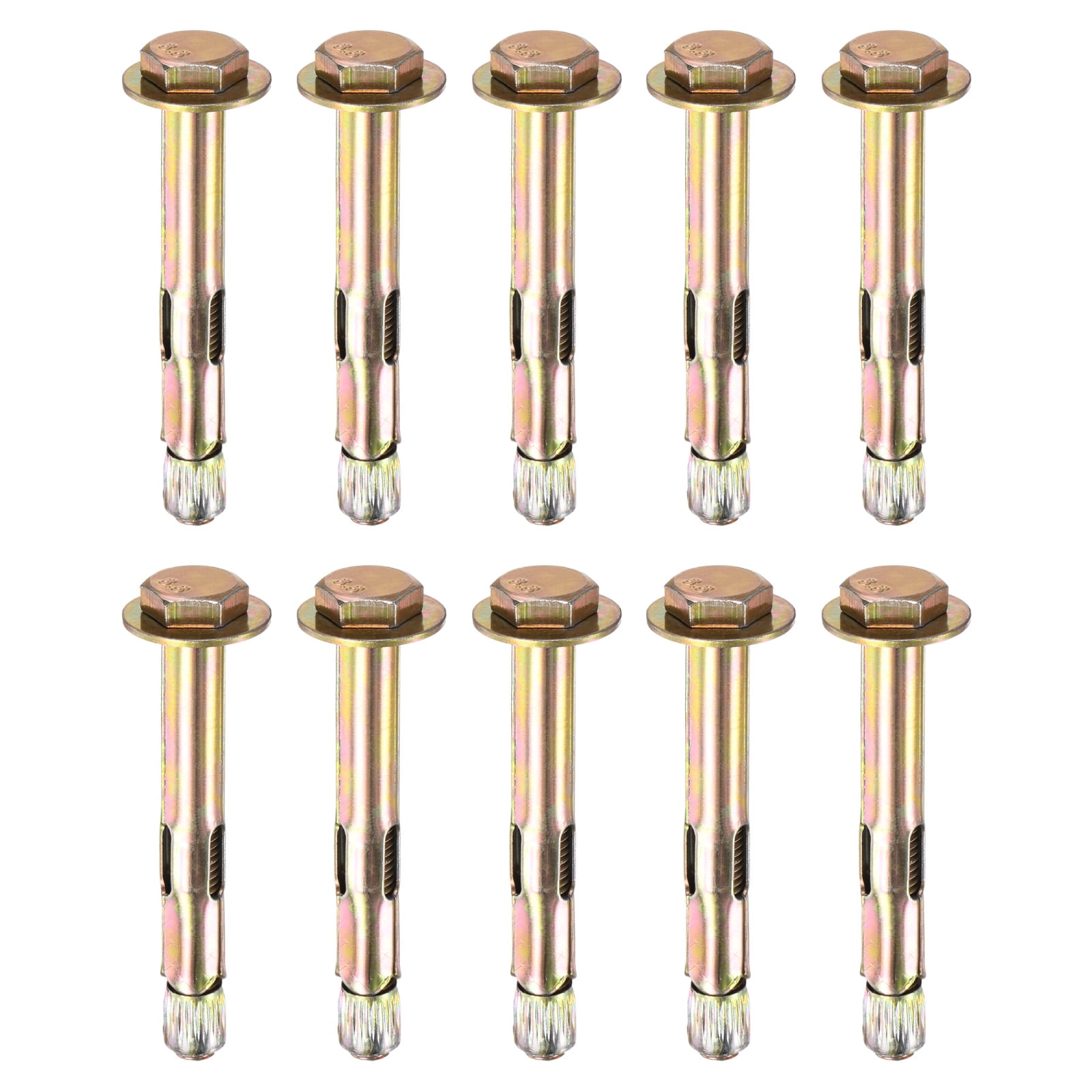 Uxcell 10-Pack M8 x 70mm Colored Galvanized Iron-Carbon Steel External ...