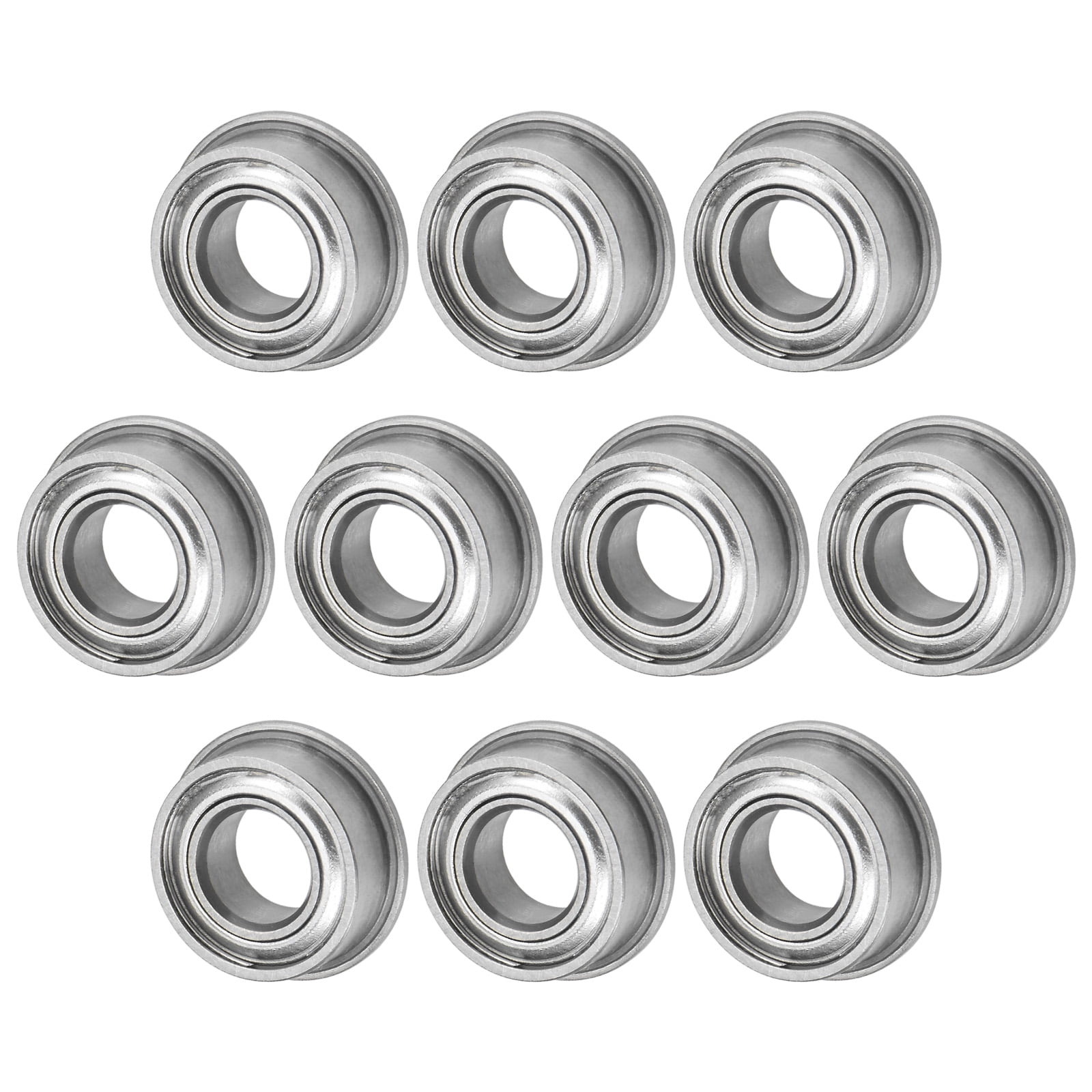 Uxcell 10-Pack MF84ZZ Flanged Ball Bearing, 4x8x3mm Metal Sealed Chrome ...