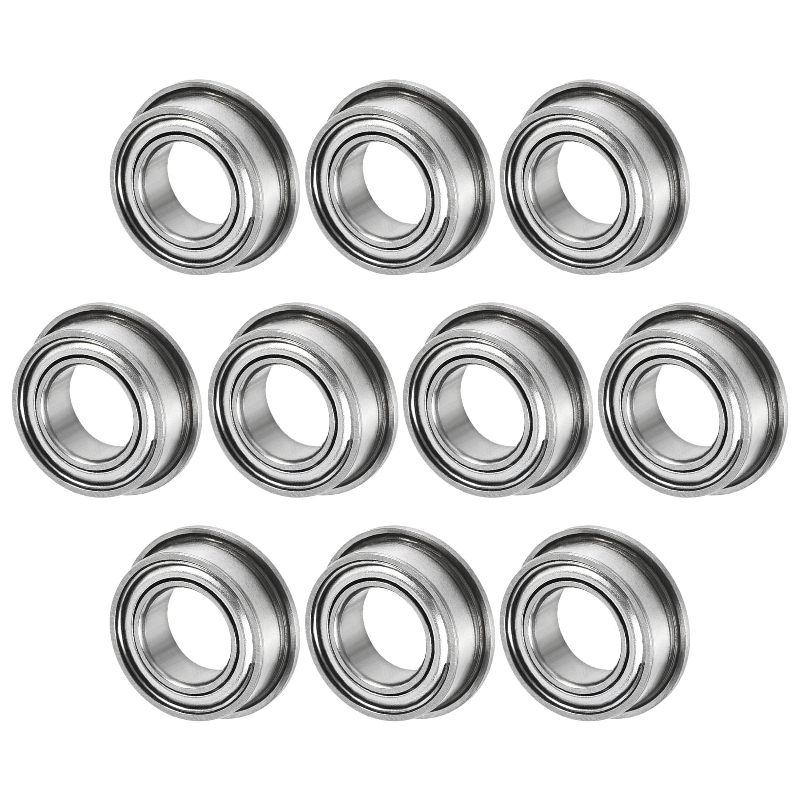 Uxcell 10-Pack MF95ZZ Flanged Ball Bearing, 5x9x3mm Metal Sealed Chrome ...