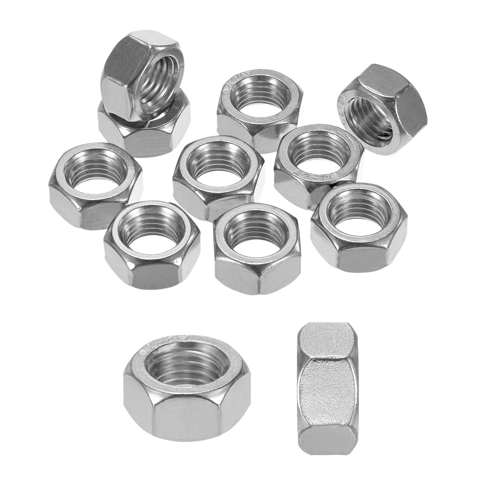 Uxcell 10-Pack Metric Hex Nuts M16 x 2mm Thread Stainless Steel Hexagon ...