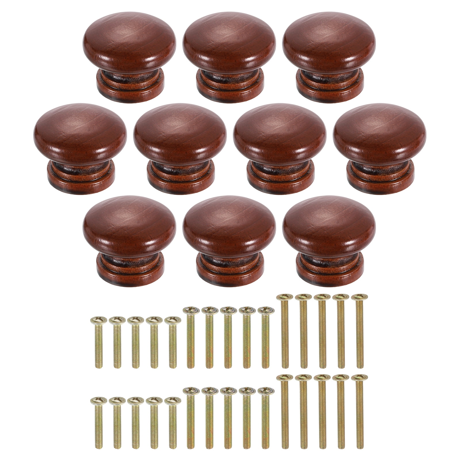 Uxcell 10 Pack Round Wood Drawer Knob, 1.26" x 0.98" Round Cabinet ...