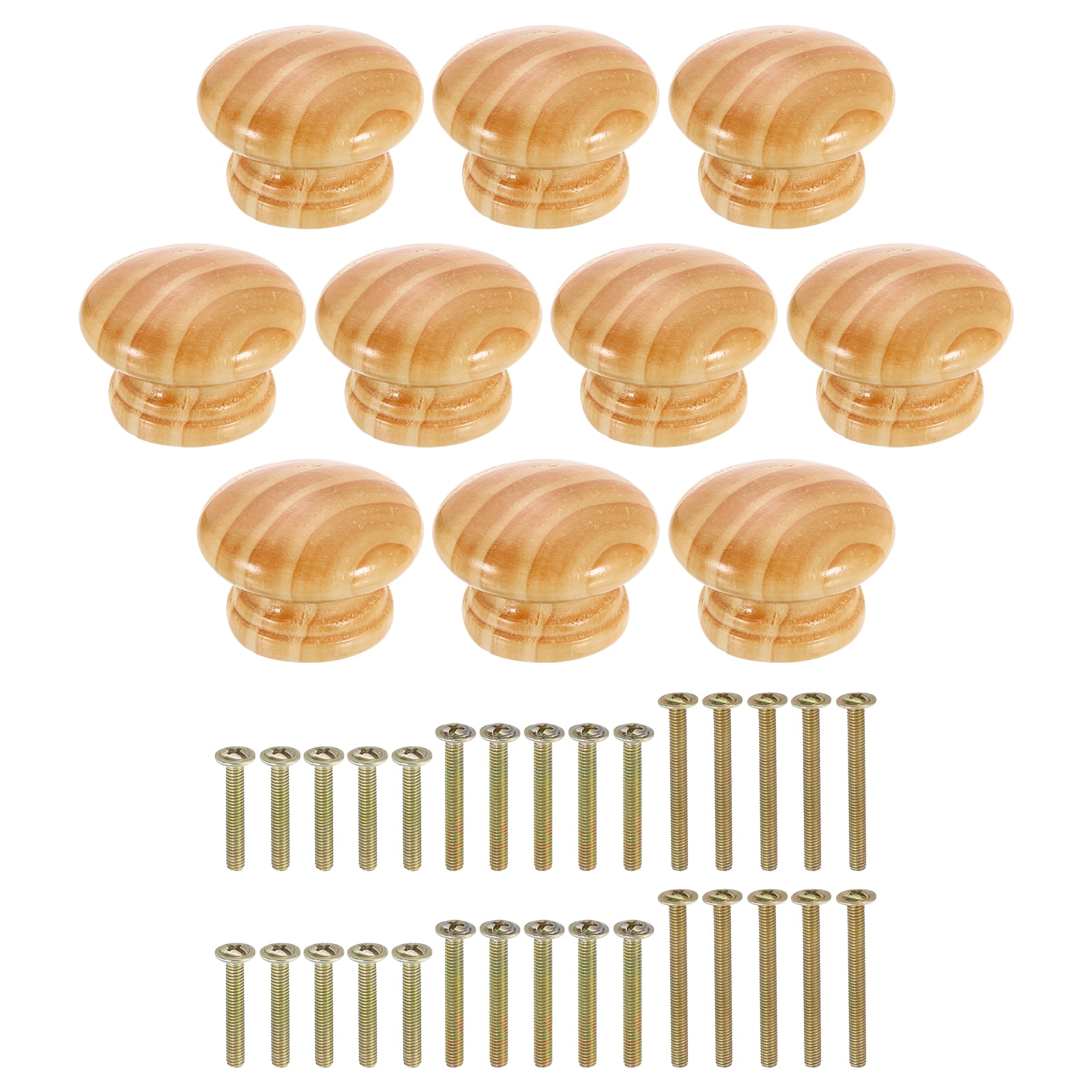 Uxcell 10 Pack Round Wood Drawer Knob, 1.57" x 1.14" Round Cabinet ...