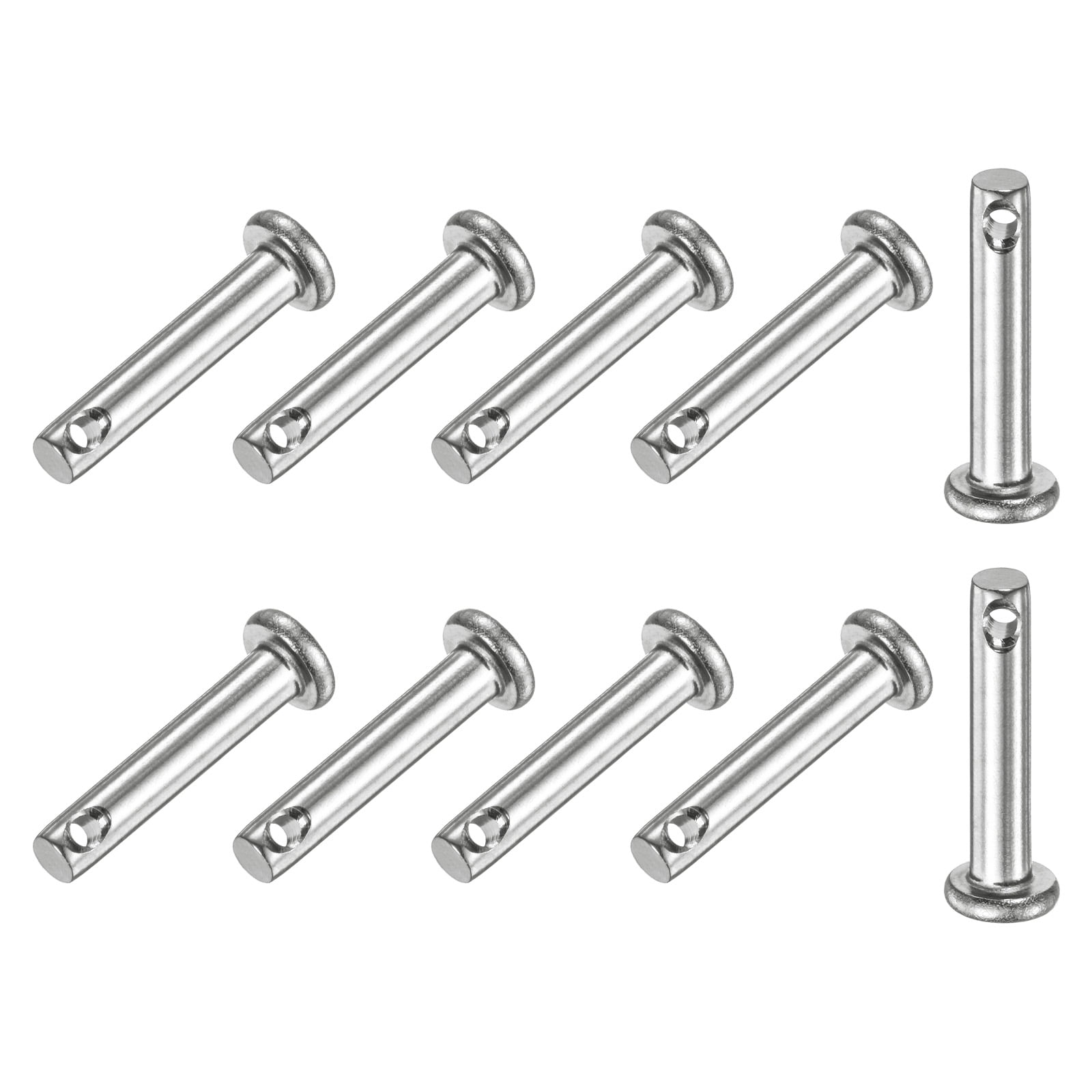 Uxcell 10-Pack Single Hole Clevis Pins, M3 x 16mm 304 Stainless Steel Flat Head Clevis Pins ...