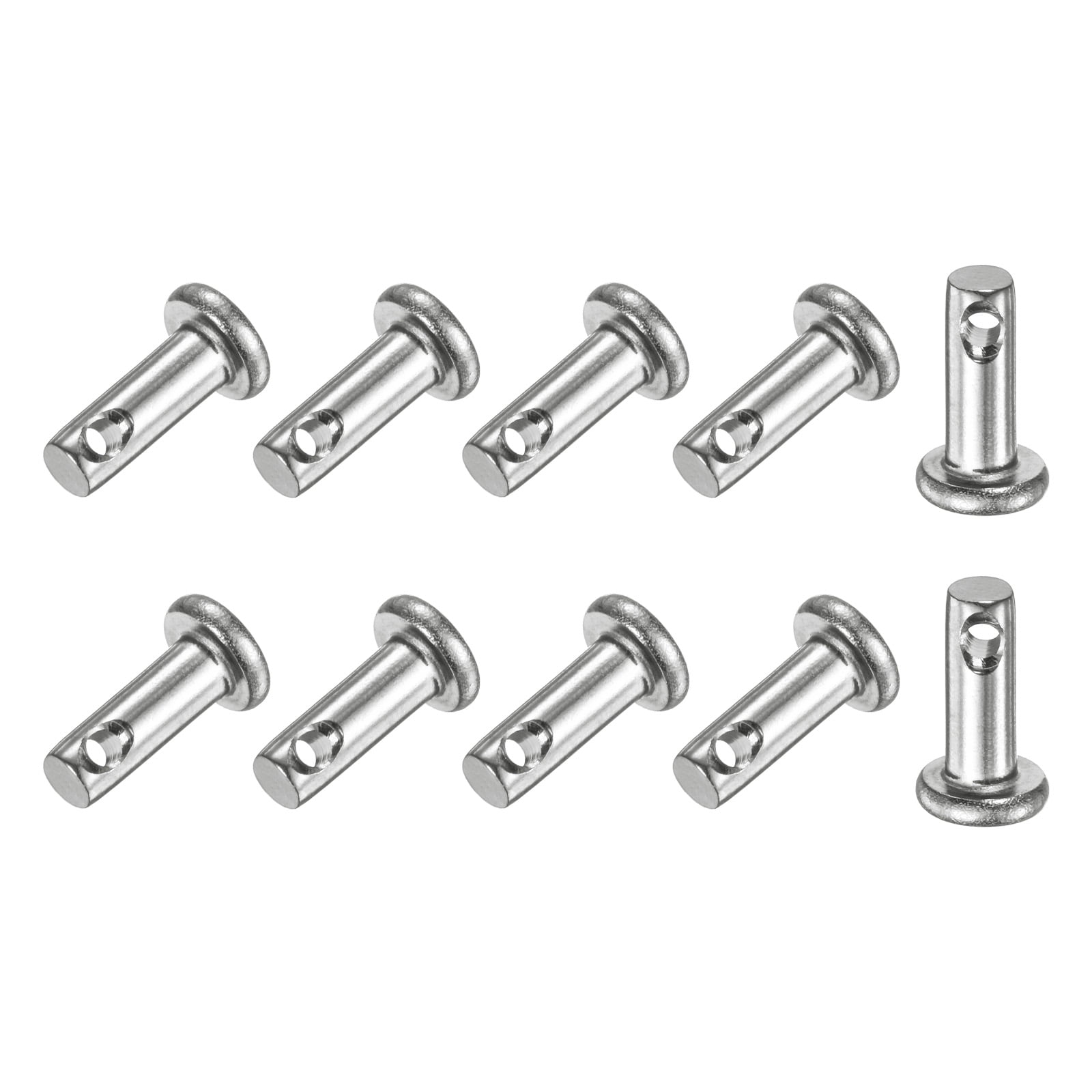 Uxcell 10-Pack Single Hole Clevis Pins, M3 x 8mm 304 Stainless Steel Flat Head Clevis Pins ...