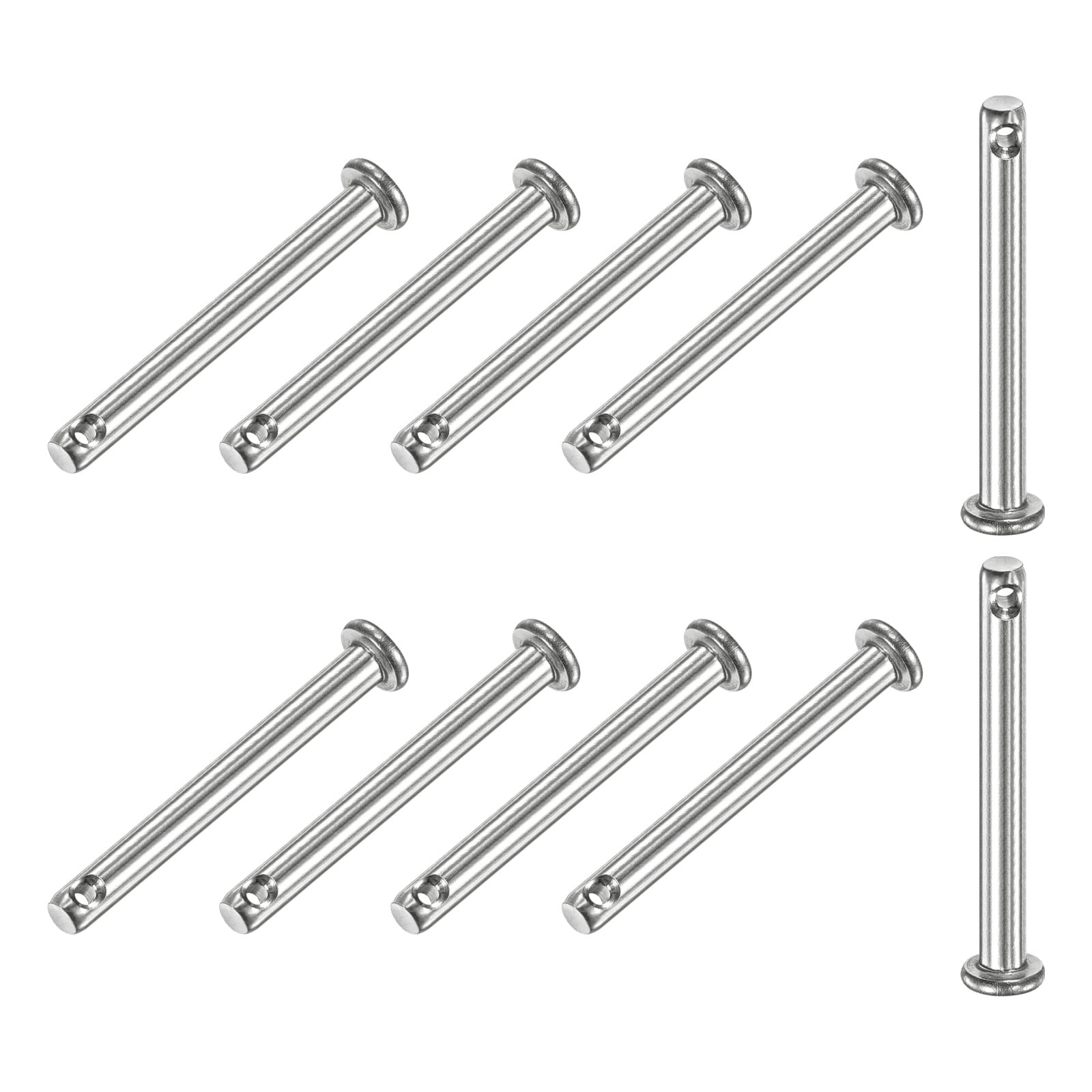 Uxcell 10-Pack Single Hole Clevis Pins, M4 x 35mm 304 Stainless Steel Flat Head Clevis Pins ...