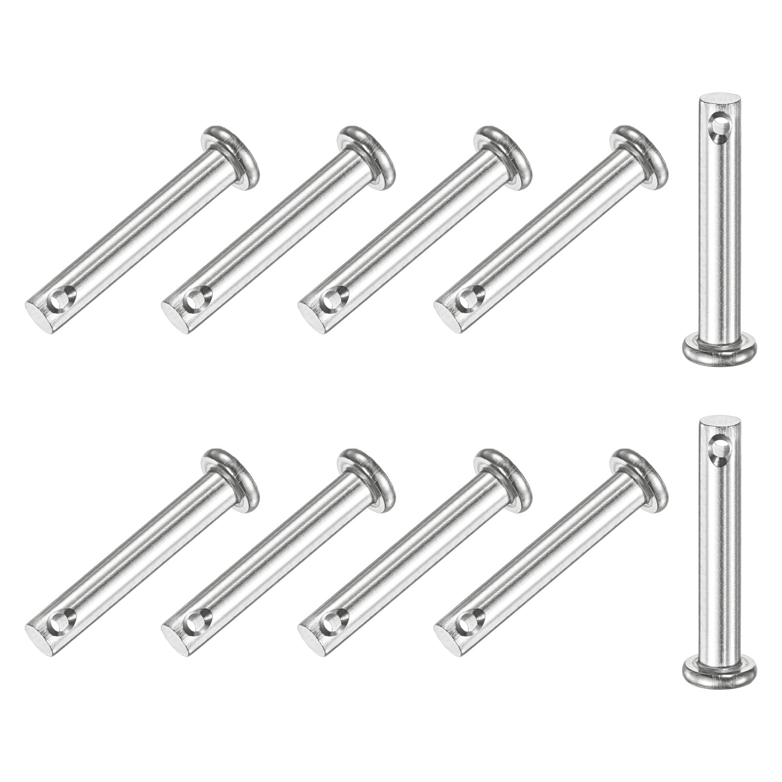 Uxcell 10-Pack Single Hole Clevis Pins, M5 x 30mm 304 Stainless Steel Flat Head Clevis Pins ...