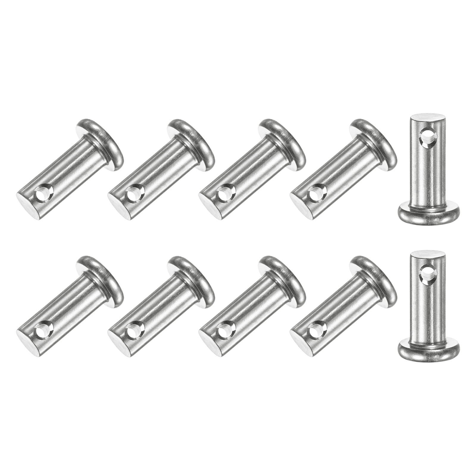 Uxcell 10-Pack Single Hole Clevis Pins, M6 x 16mm 304 Stainless Steel Flat Head Clevis Pins ...