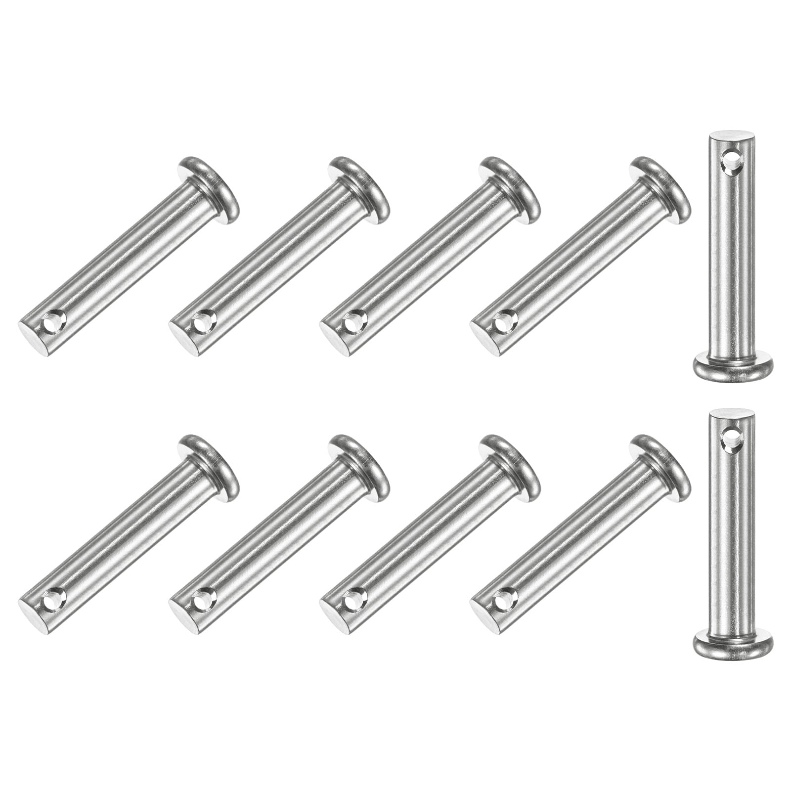 Uxcell 10-Pack Single Hole Clevis Pins, M6 x 30mm 304 Stainless Steel Flat Head Clevis Pins ...