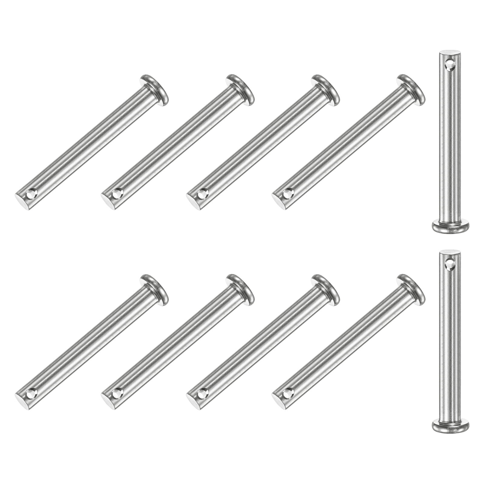Uxcell 10-Pack Single Hole Clevis Pins, M6 x 50mm 304 Stainless Steel Flat Head Clevis Pins ...