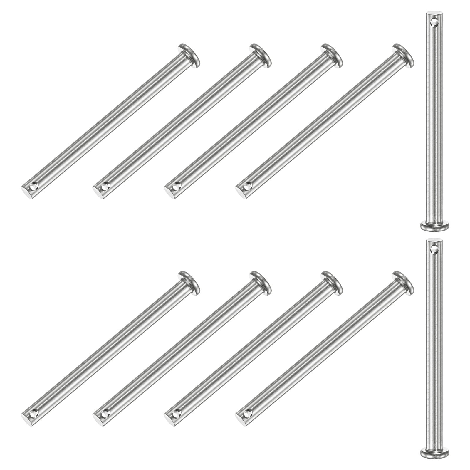 Uxcell 10-Pack Single Hole Clevis Pins, M6 x 80mm 304 Stainless Steel Flat Head Clevis Pins ...