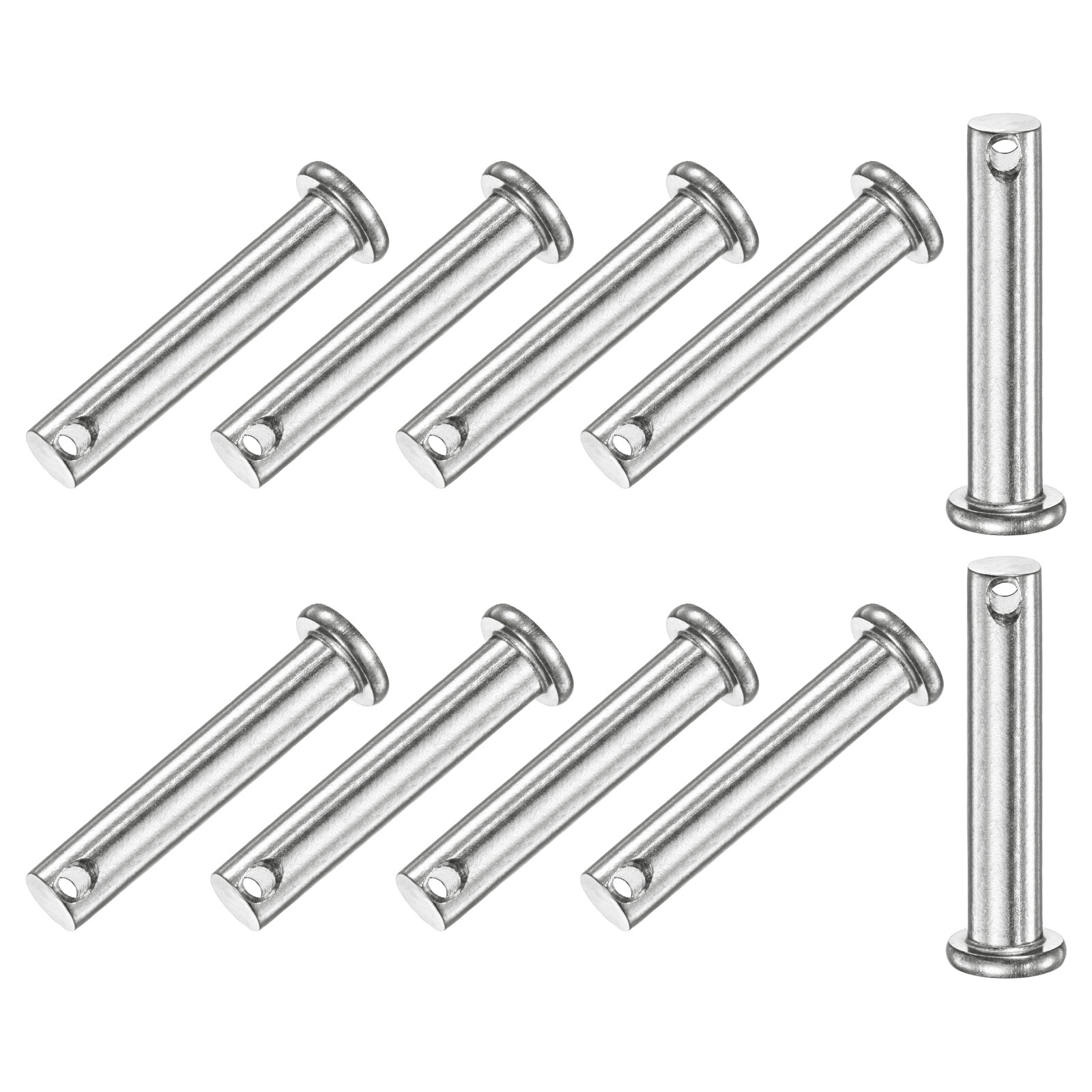 Uxcell 10-Pack Single Hole Clevis Pins, M8 x 45mm 304 Stainless Steel Flat Head Clevis Pins ...