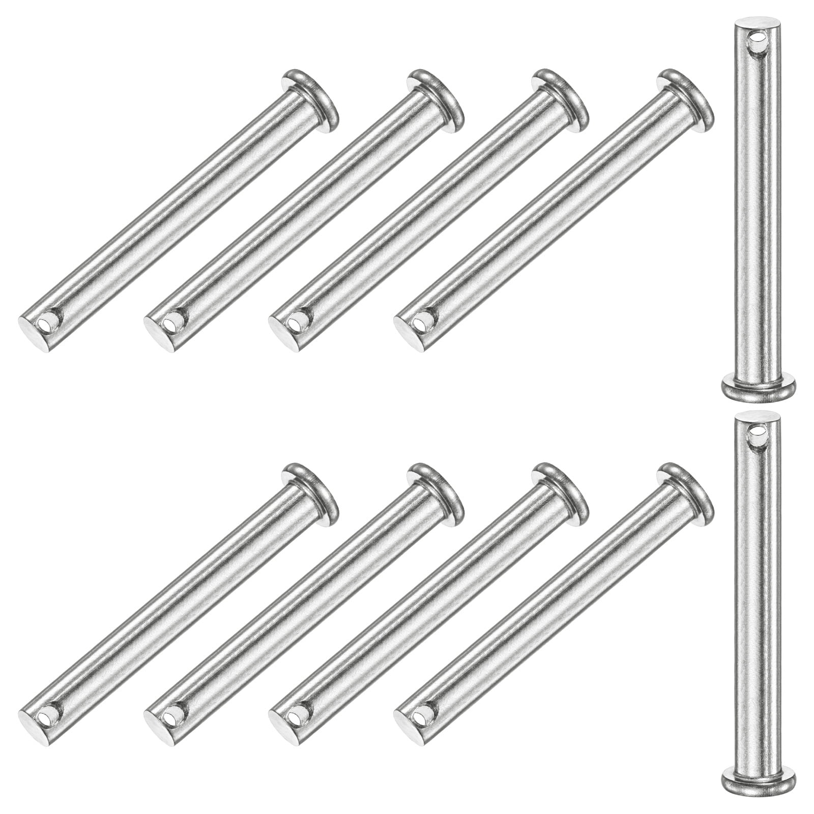 Uxcell 10-Pack Single Hole Clevis Pins, M8 x 75mm 304 Stainless Steel Flat Head Clevis Pins Link ...