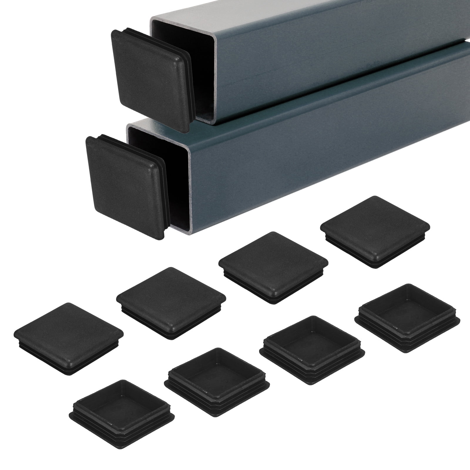Uxcell 10-Pack Square Tubing End Caps, 2.5Inch/63mm Plastic Tube Plugs ...