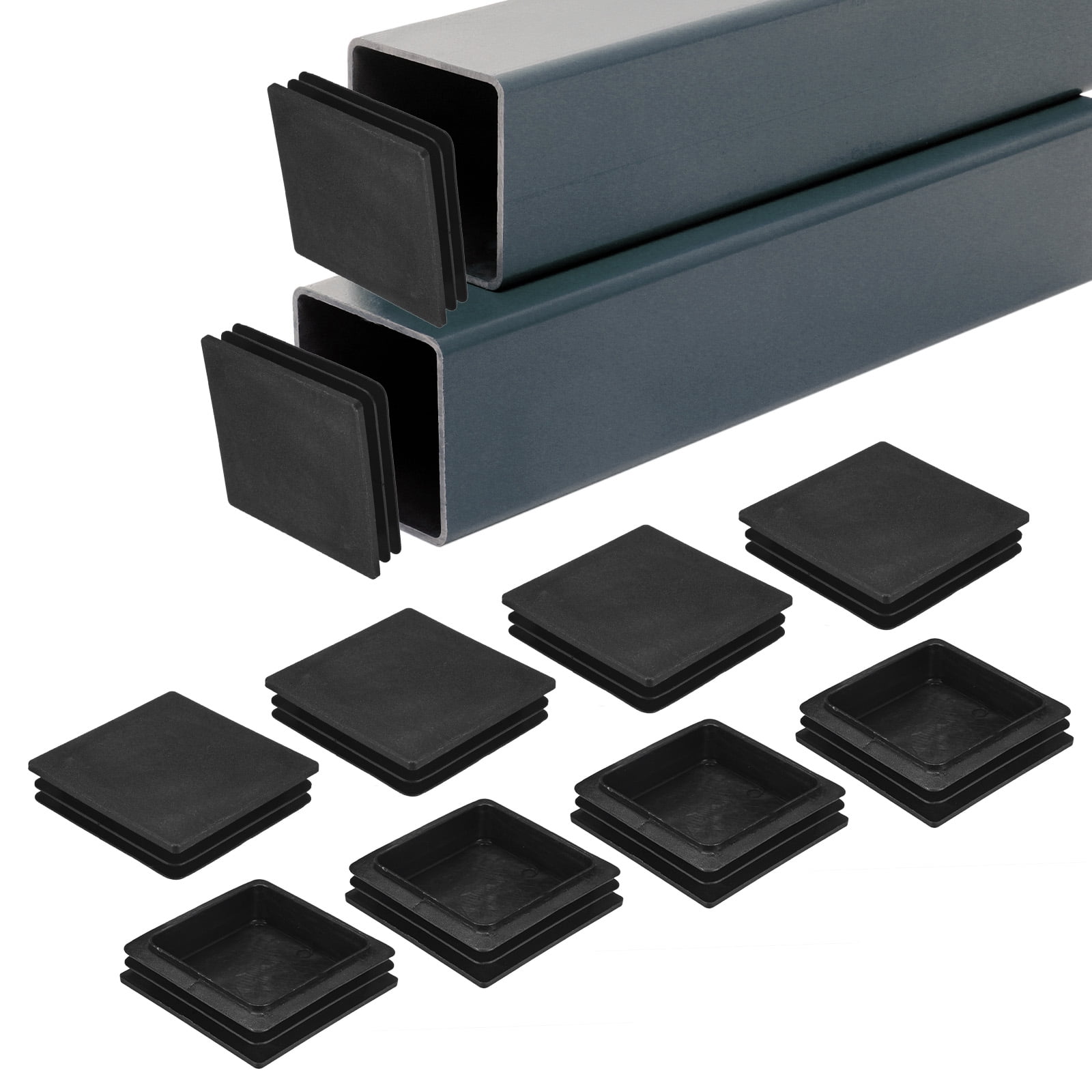 Uxcell 10-Pack Square Tubing End Caps, 3.9Inch/100mm Plastic Tube Plugs ...
