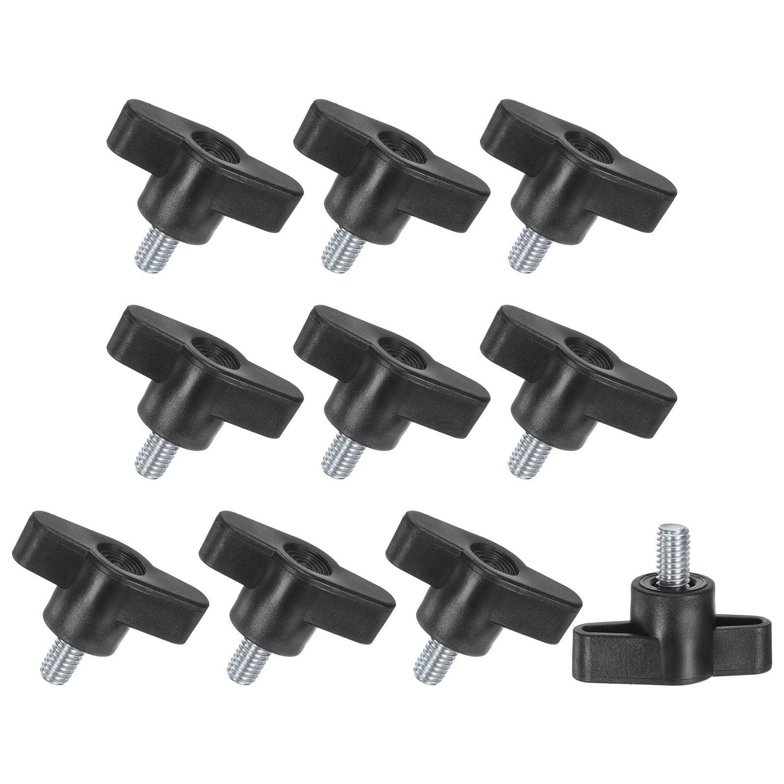 Uxcell 10-Pack Thumb Screws, 1/4"-20x10mm Tee Wing Knobs, Plastic T Handle Clamping Screw Knob ...