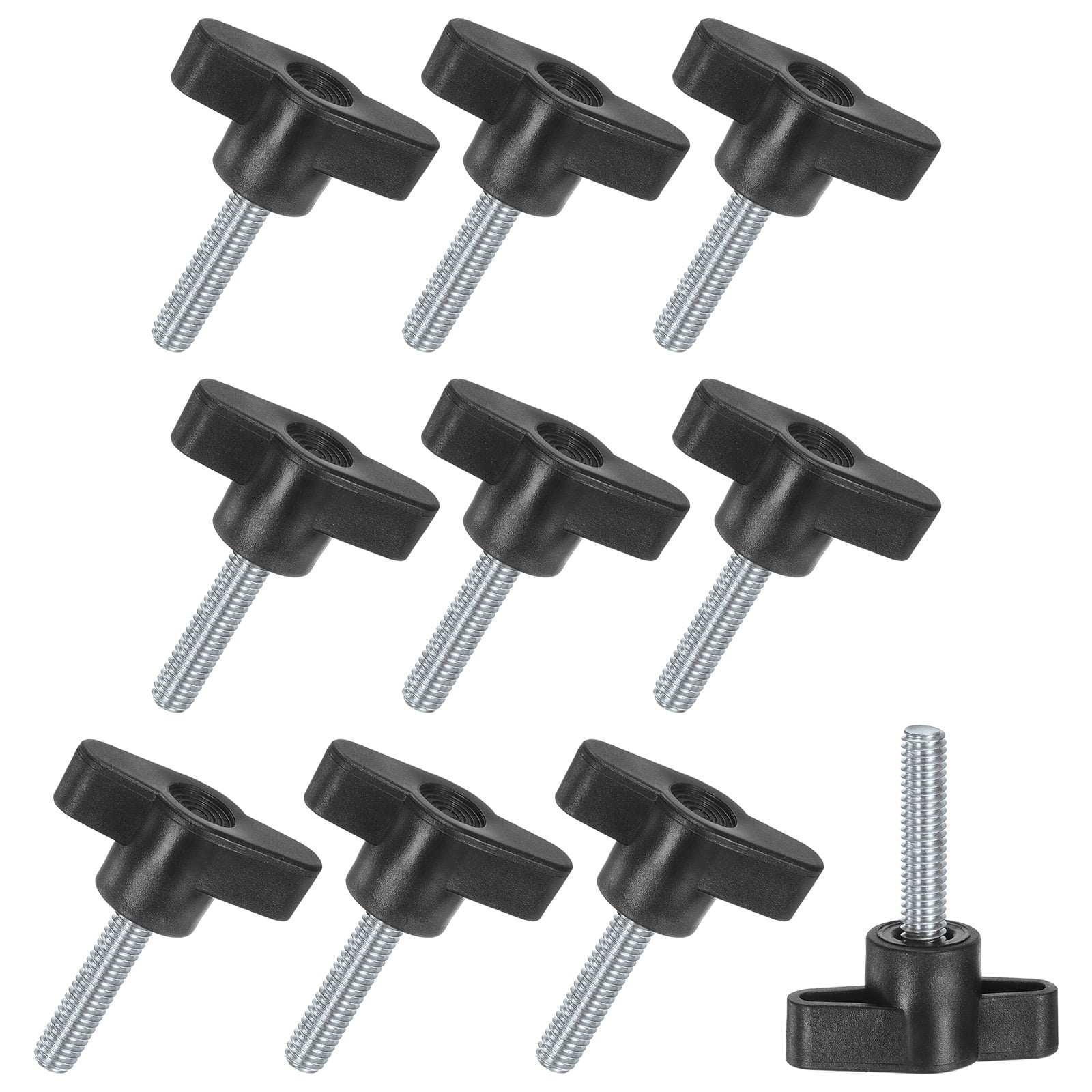 Uxcell 10-Pack Thumb Screws, 1/4"-20x20mm Tee Wing Knobs, Plastic T Handle Clamping Screw Knob ...