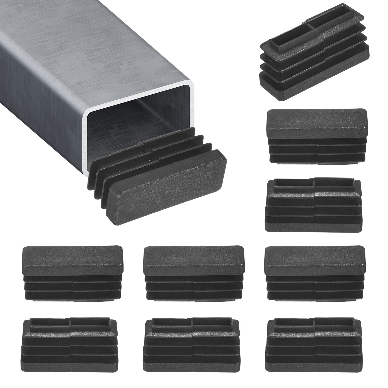 Uxcell 10-Pack Tubing End Caps, 1.5 x 1/2 Inch Plastic Rectangle Hole ...