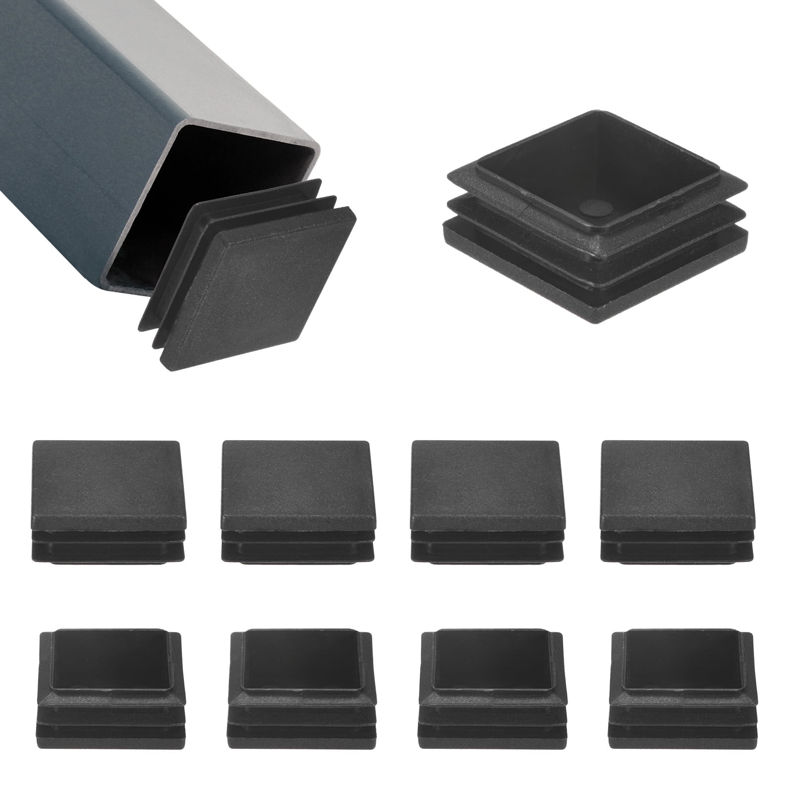 Uxcell 10-Pack Tubing End Caps, 1.5 x 1.5 Inch Plastic Square Hole ...