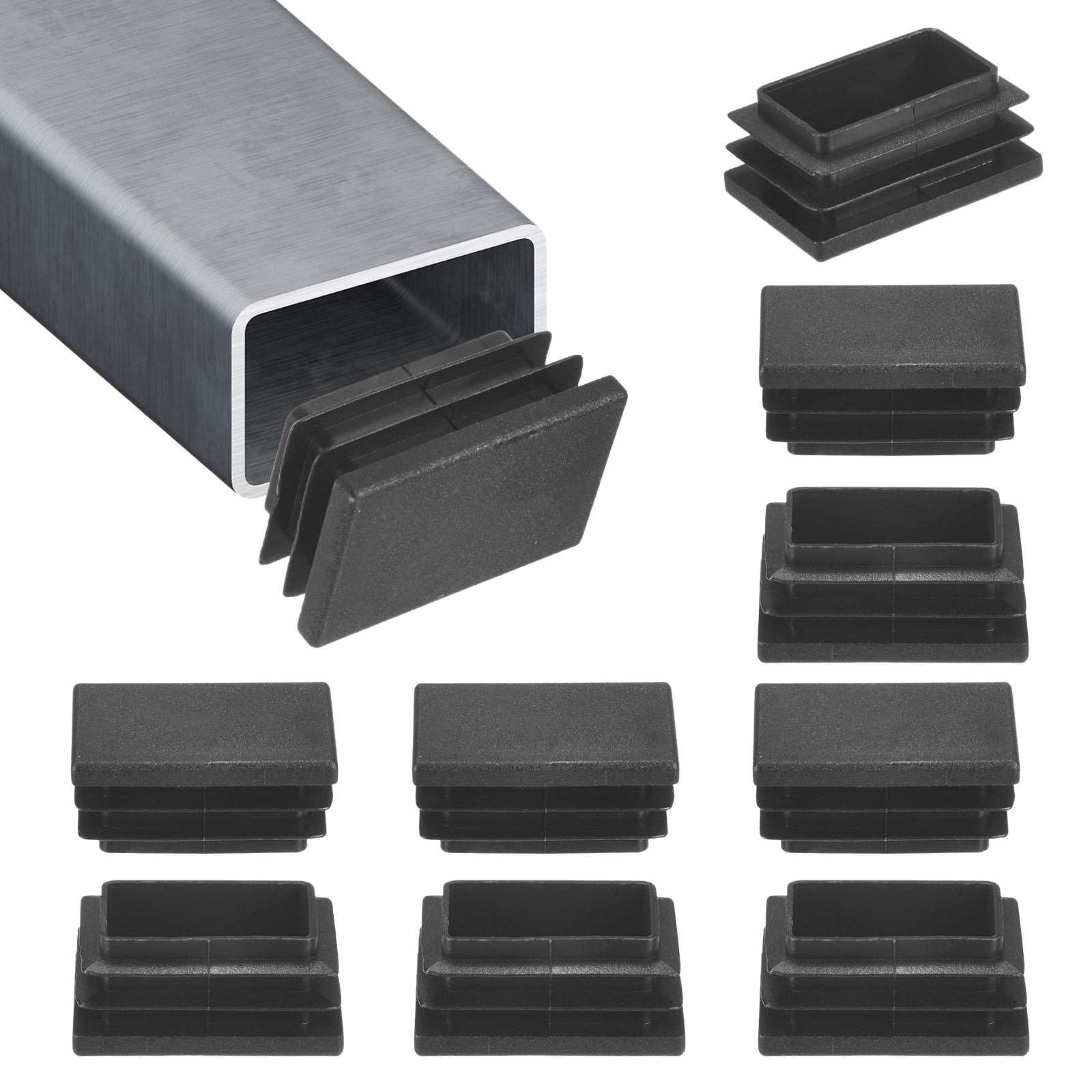 Uxcell 10-Pack Tubing End Caps, 1.5 x 1 Inch Plastic Rectangle Hole ...