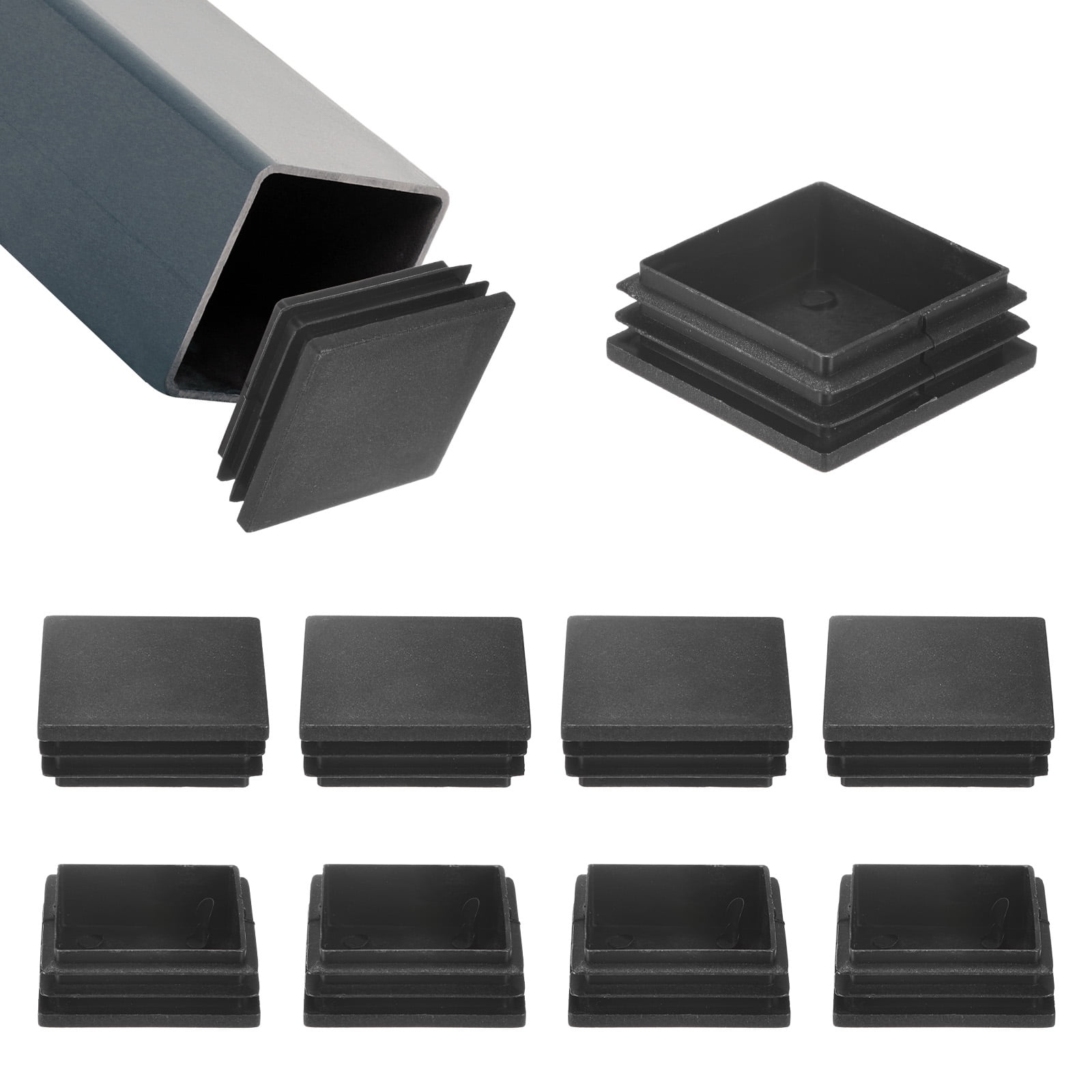 Uxcell 10 Pack Tubing End Caps 2 x 2" Plastic Square Hole Plugs Inserts ...