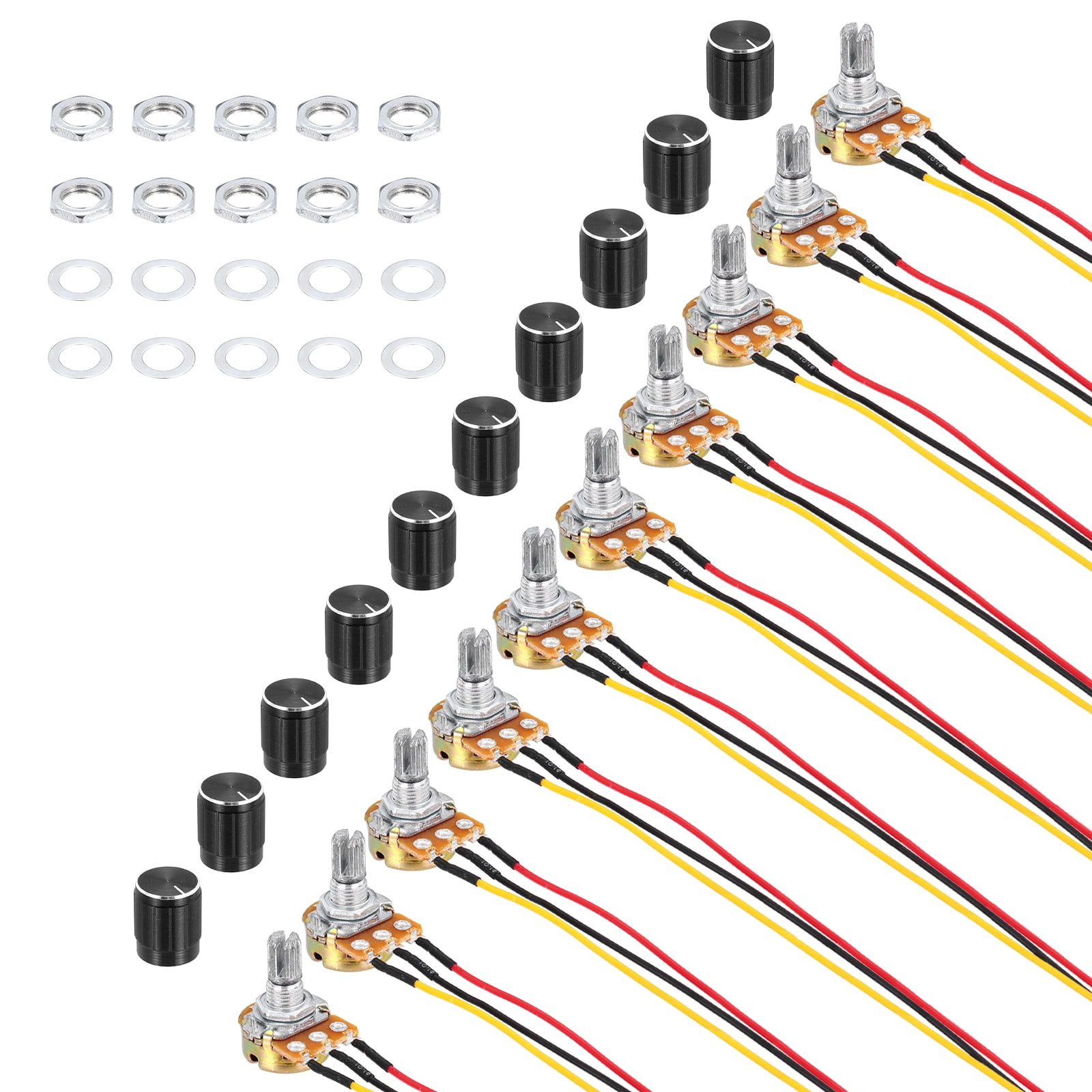 Uxcell 10 Pack WH148 Potentiometer B10K Ohm Single-Joint 3 Terminals 20cm JST-XH2.54 Connector ...
