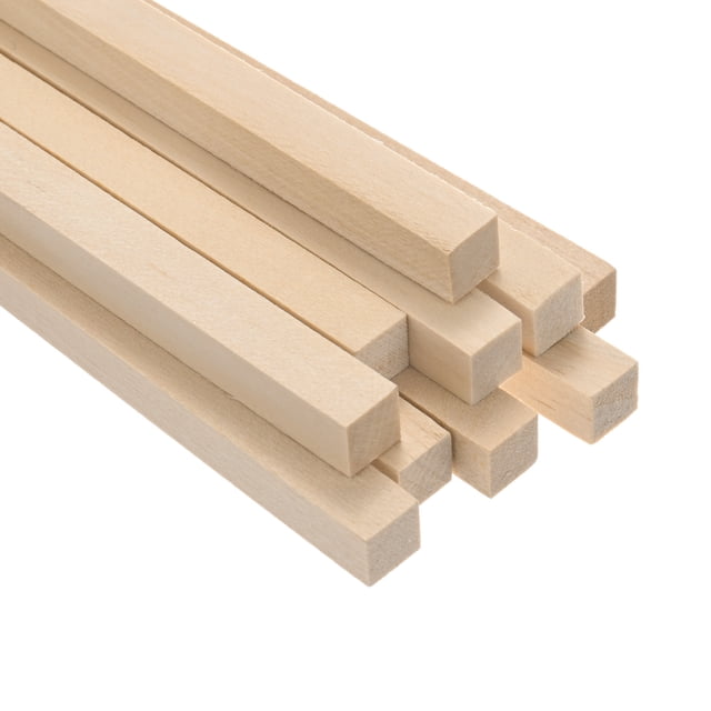Uxcell 10-Pack Wood Square Dowel Rods, 25/64 x 12 Inch Unfinished ...