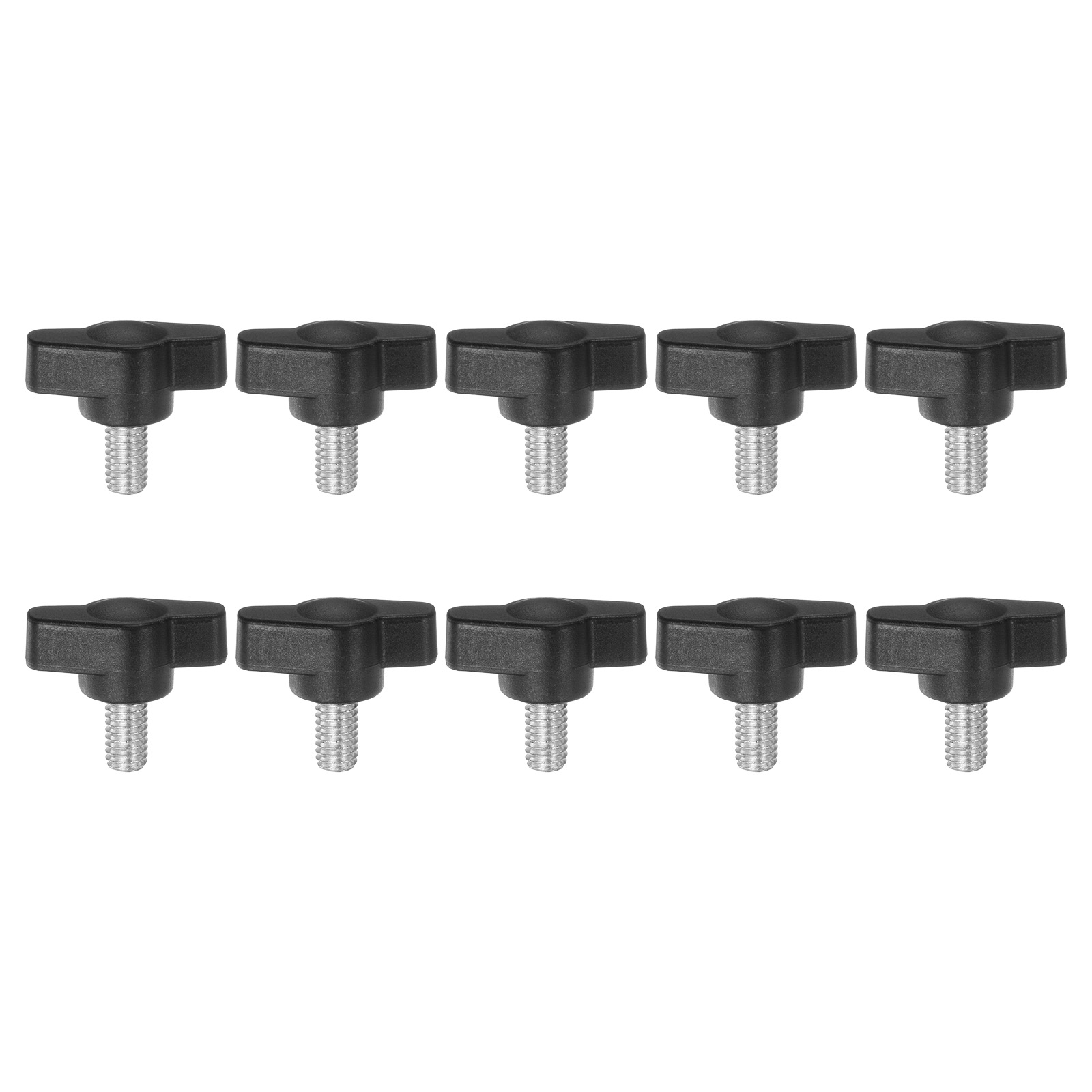 Uxcell 10 Packs M6 x 10mm Male Thread T/Z Wing Knobs Thumb Screw Clamping Knobs Grip Black ...