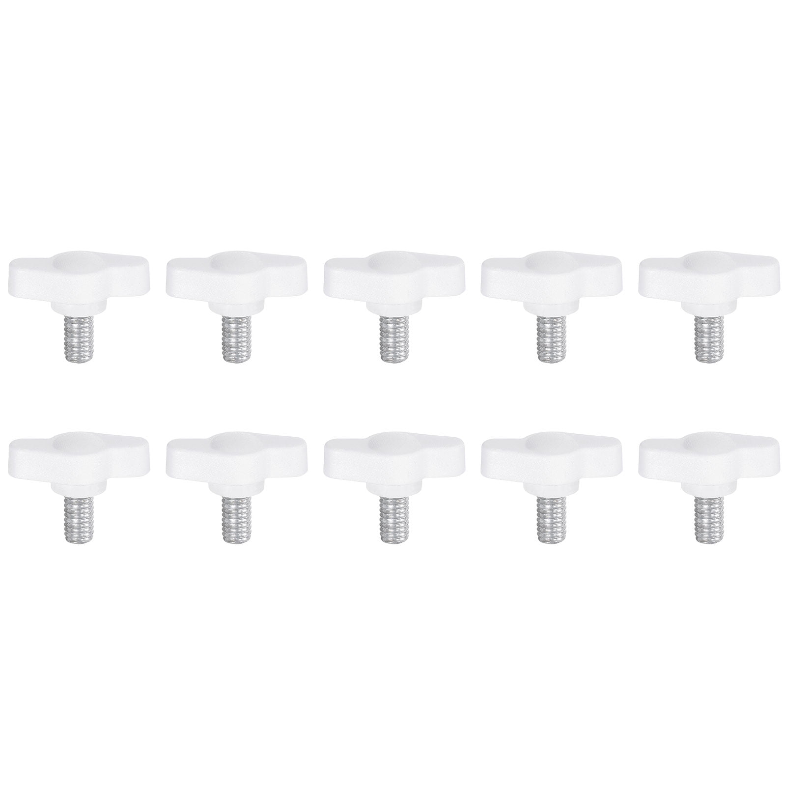 Uxcell 10 Packs M6 x 10mm Male Thread T/Z Wing Knobs Thumb Screw Clamping Knobs Grip White ...