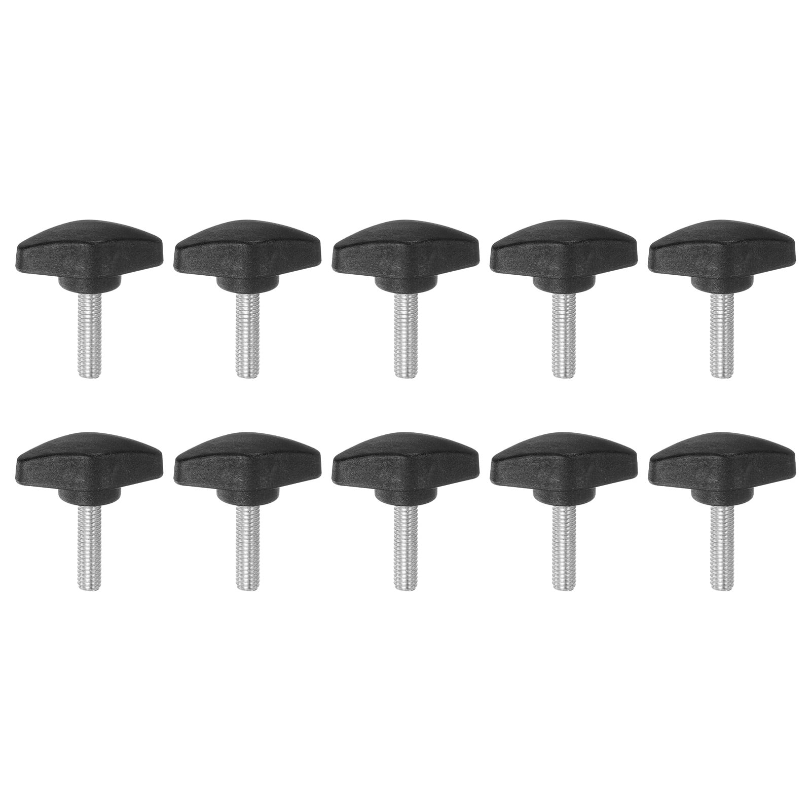 Uxcell 10 Packs M6 x 25mm Male Thread Tee Wing Knobs Thumb Screw Clamping Knobs Grip Black ...
