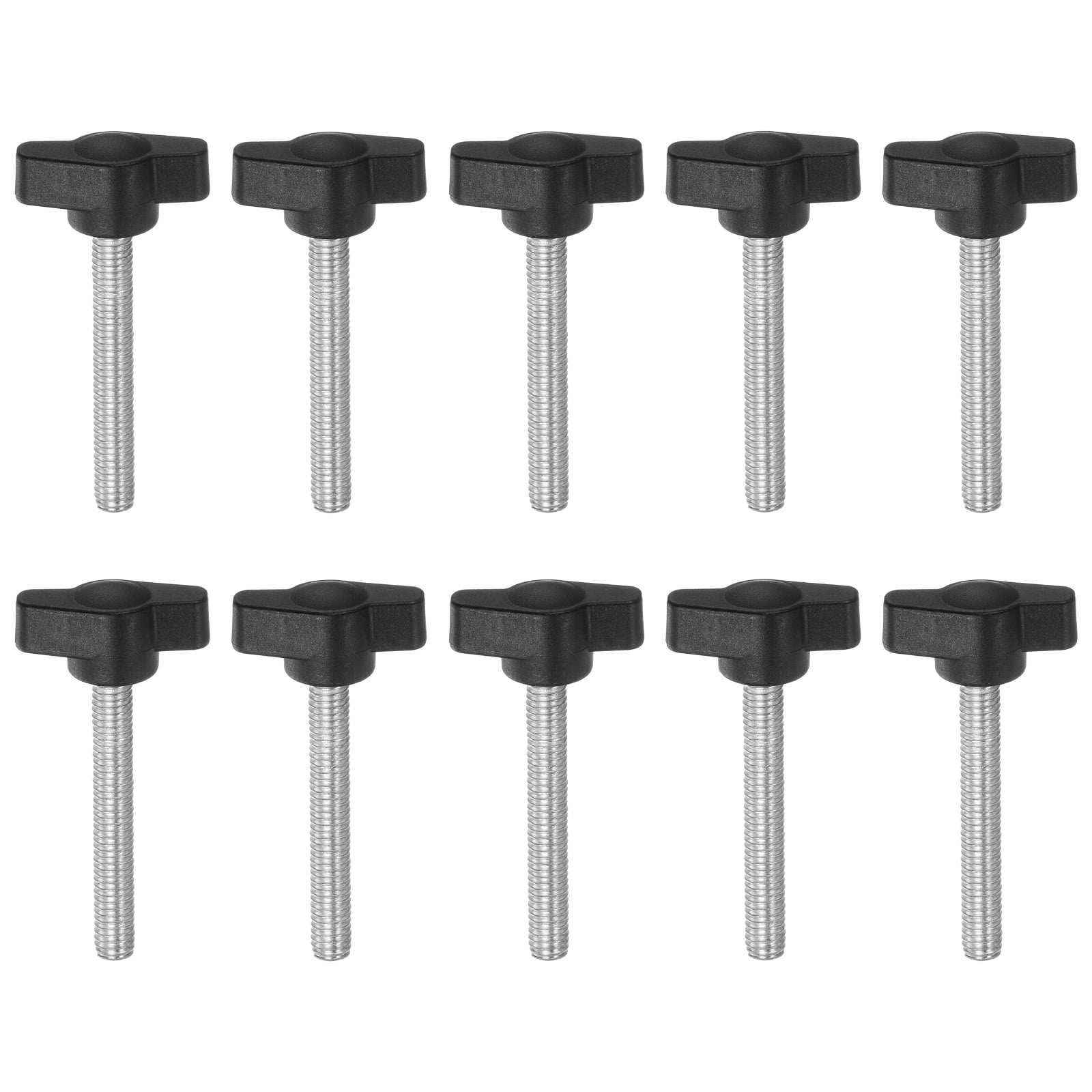 Uxcell 10 Packs M6 x 50mm Male Thread T/Z Wing Knobs Thumb Screw Clamping Knobs Grip Black ...