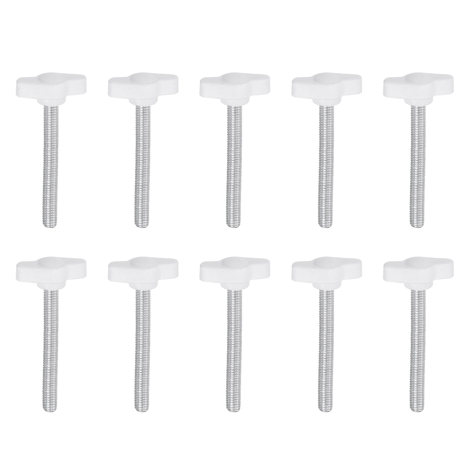 Uxcell 10 Packs M6 x 50mm Male Thread T/Z Wing Knobs Thumb Screw Clamping Knobs Grip White ...