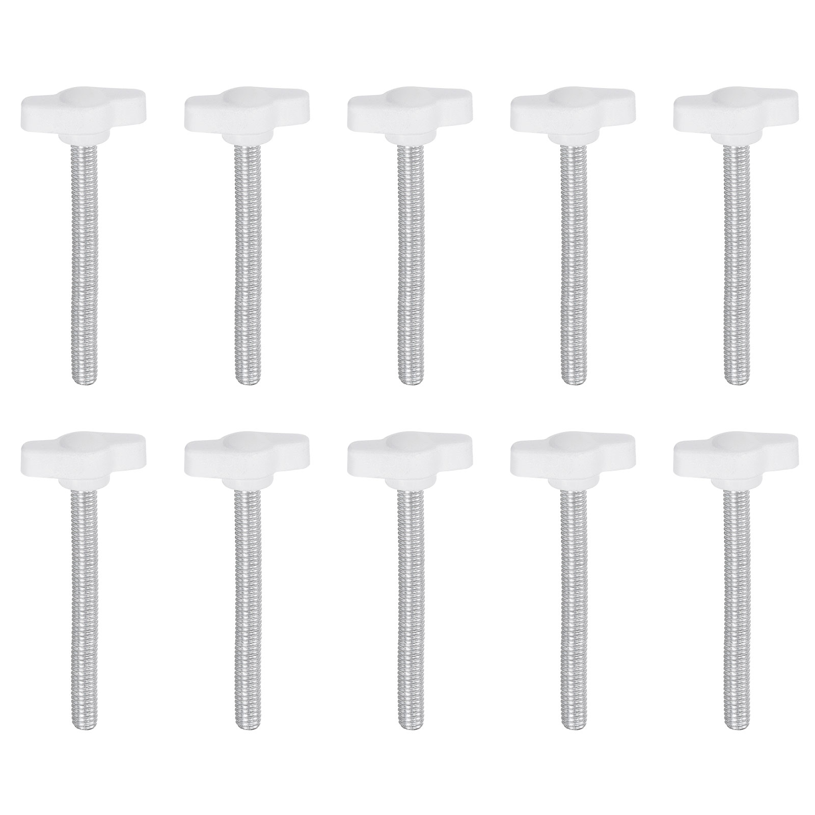 Uxcell 10 Packs M6 x 55mm Male Thread T/Z Wing Knobs Thumb Screw Clamping Knobs Grip White ...