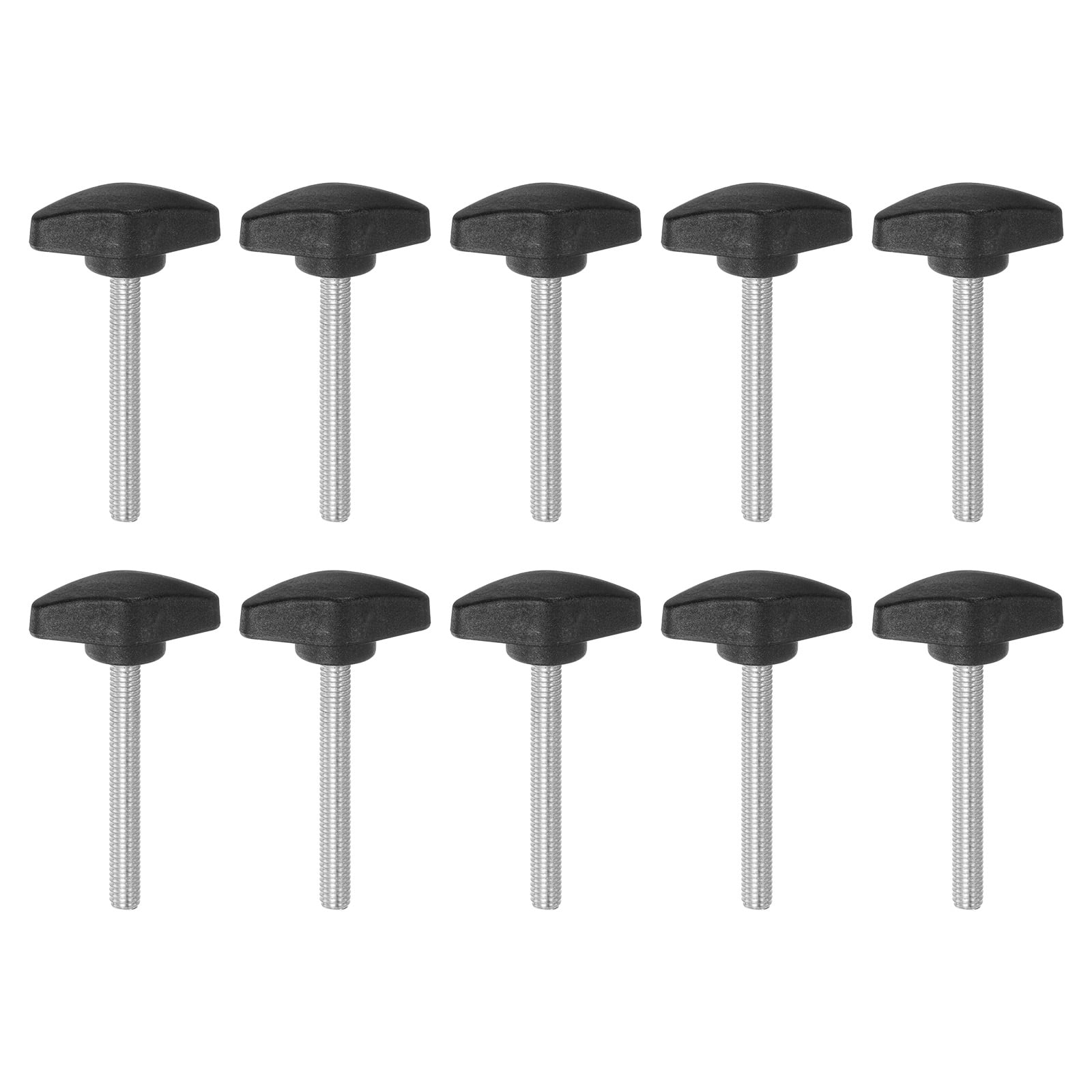 Uxcell 10 Packs M6 x 55mm Male Thread Tee Wing Knobs Thumb Screw Clamping Knobs Grip Black ...