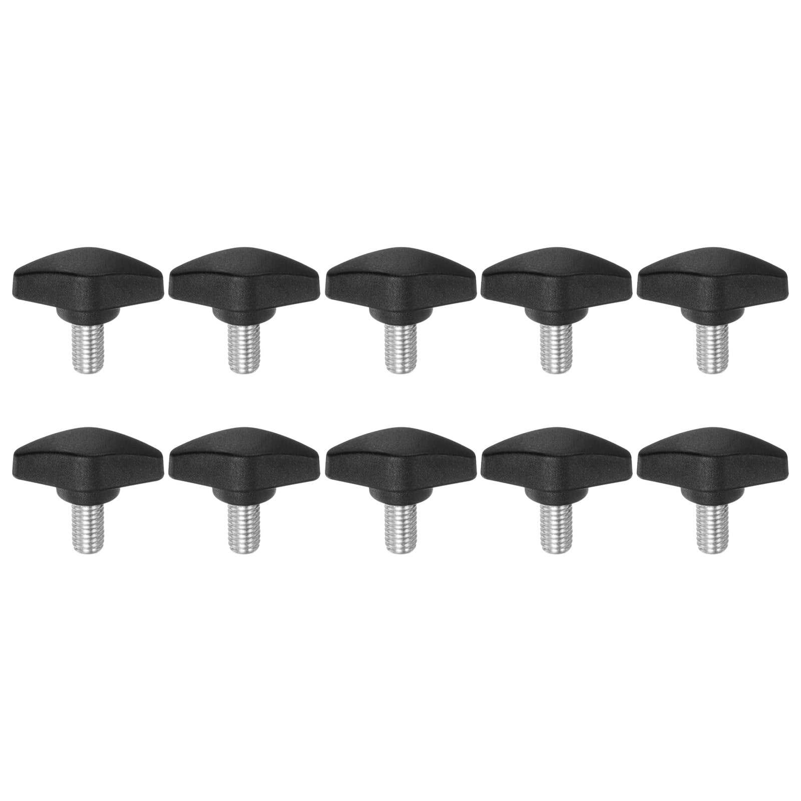 Uxcell 10 Packs M8 x 14mm Male Thread Tee Wing Knobs Thumb Screw Clamping Knobs Grip Black ...