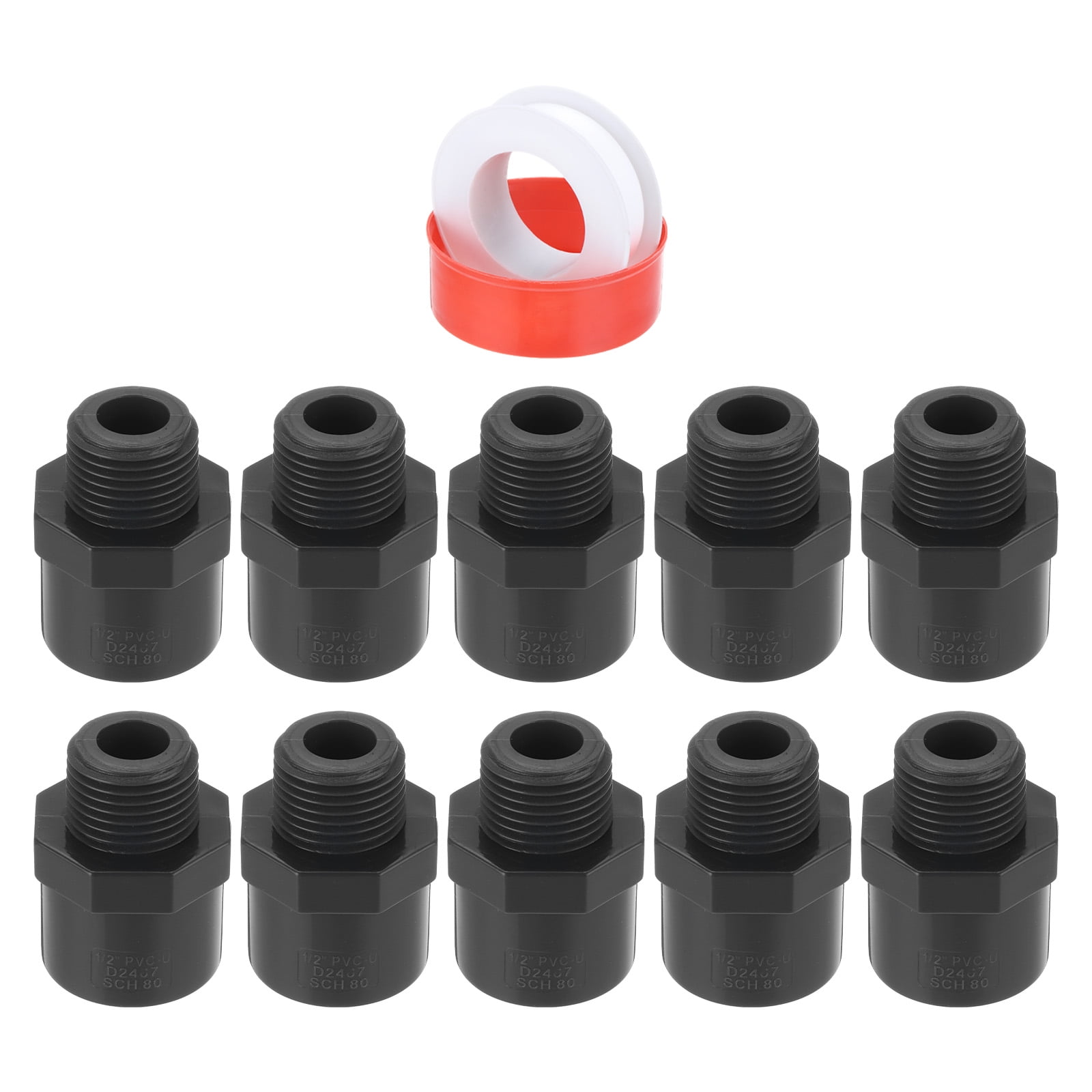 Uxcell 10 Pcs 1/2" PVC Male Adapter Pipe Fitting Fit for SCH40 Slip ...