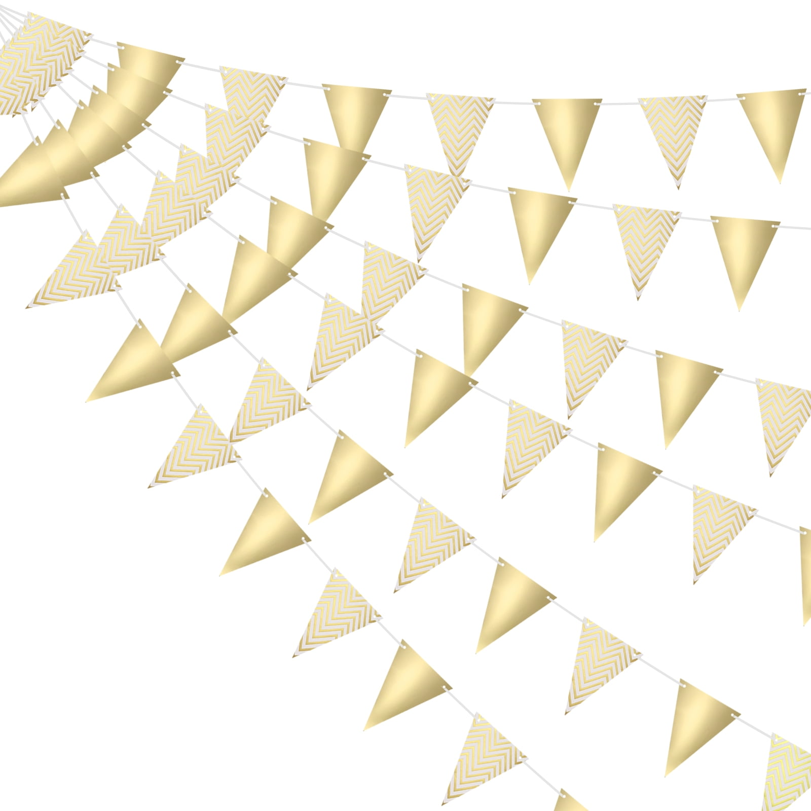 Uxcell 10 Pcs 16.4 Feet Gold Pennant Banner Flags String Triangle ...