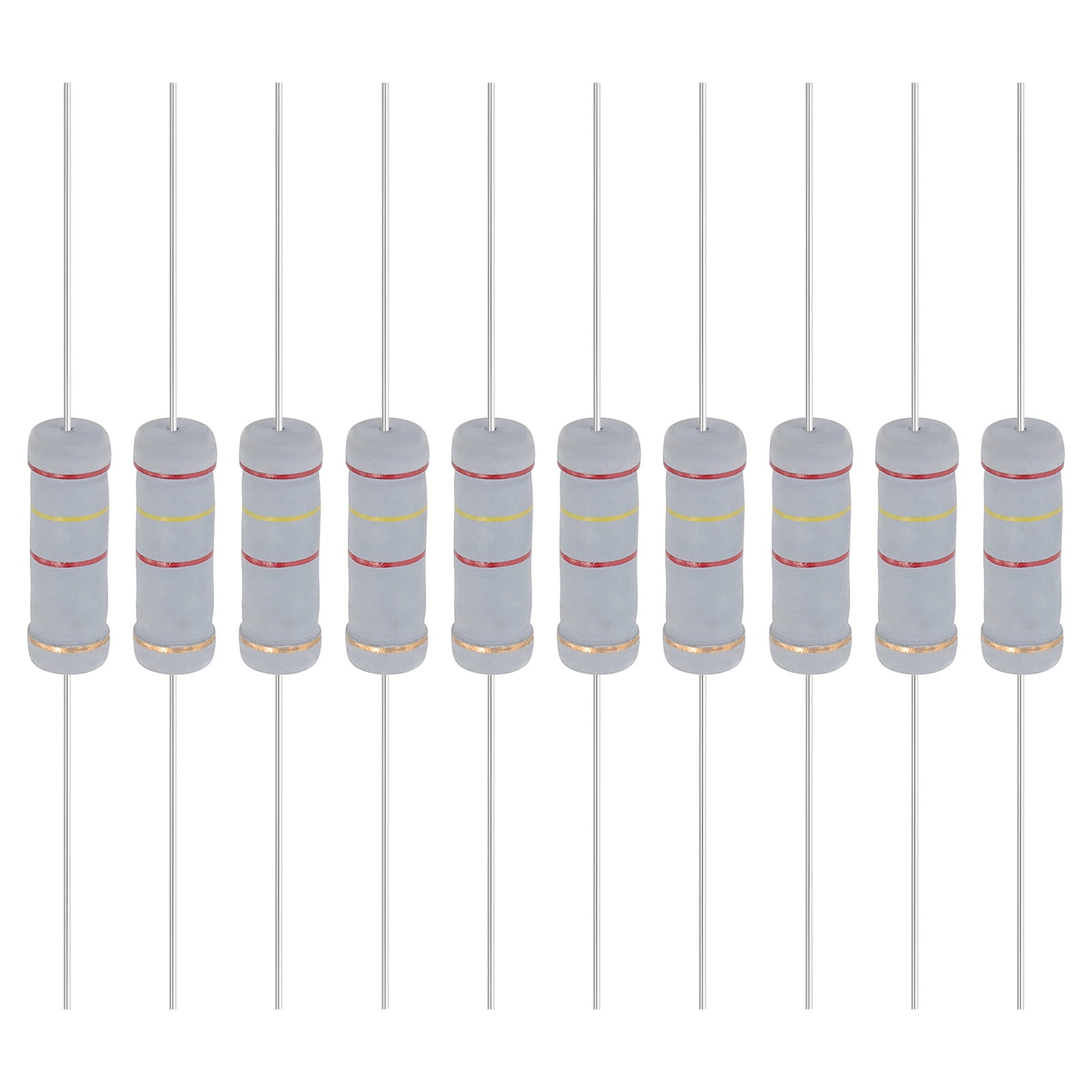 Uxcell 10 Pcs 2.4K Ohm 5W Metal Oxide Film Resistor, 5% Tolerance ...