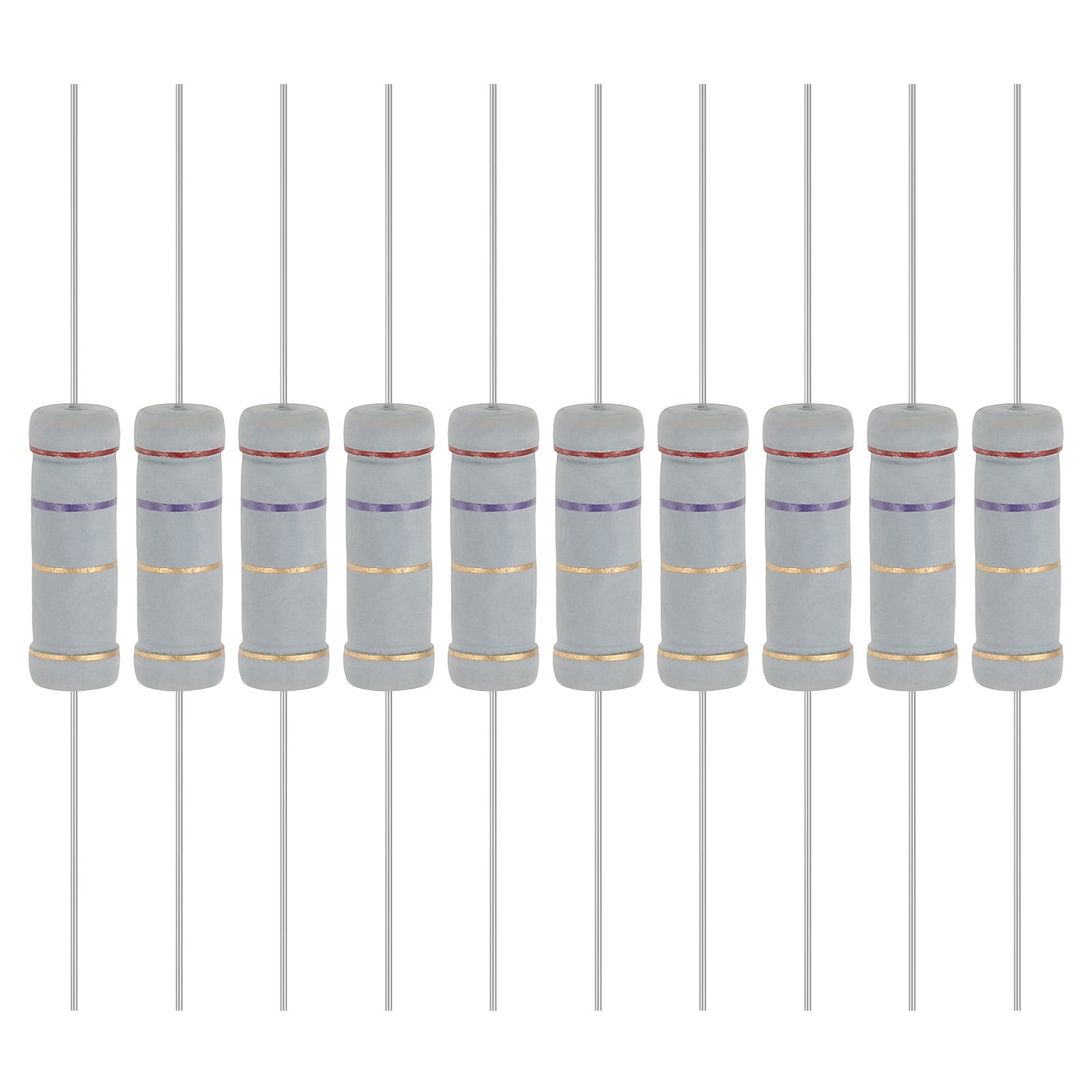 Uxcell 10Pcs 2.7 Ohm 5W Metal Oxide Film Resistor, 5% Tolerance ...